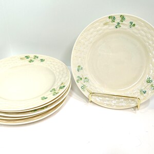 Belleek Plates, Belleek Shamrock Ware, Shamrock Plates, Set of Six ...