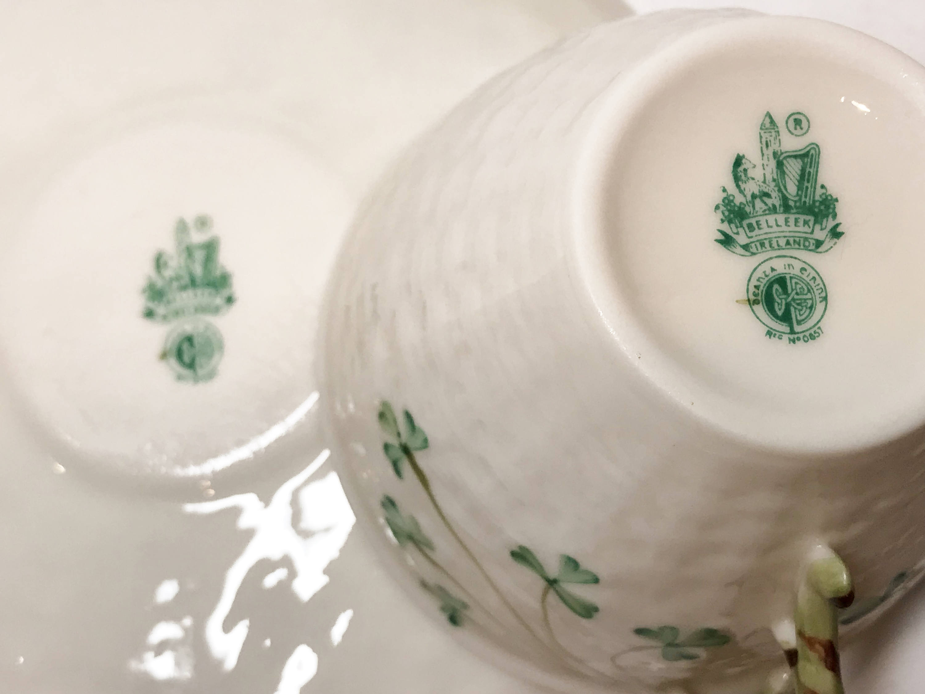 Shamrock Belleek Tea Cup and Saucer, Shamrock Tea Cup, Irish Tea Cup ...