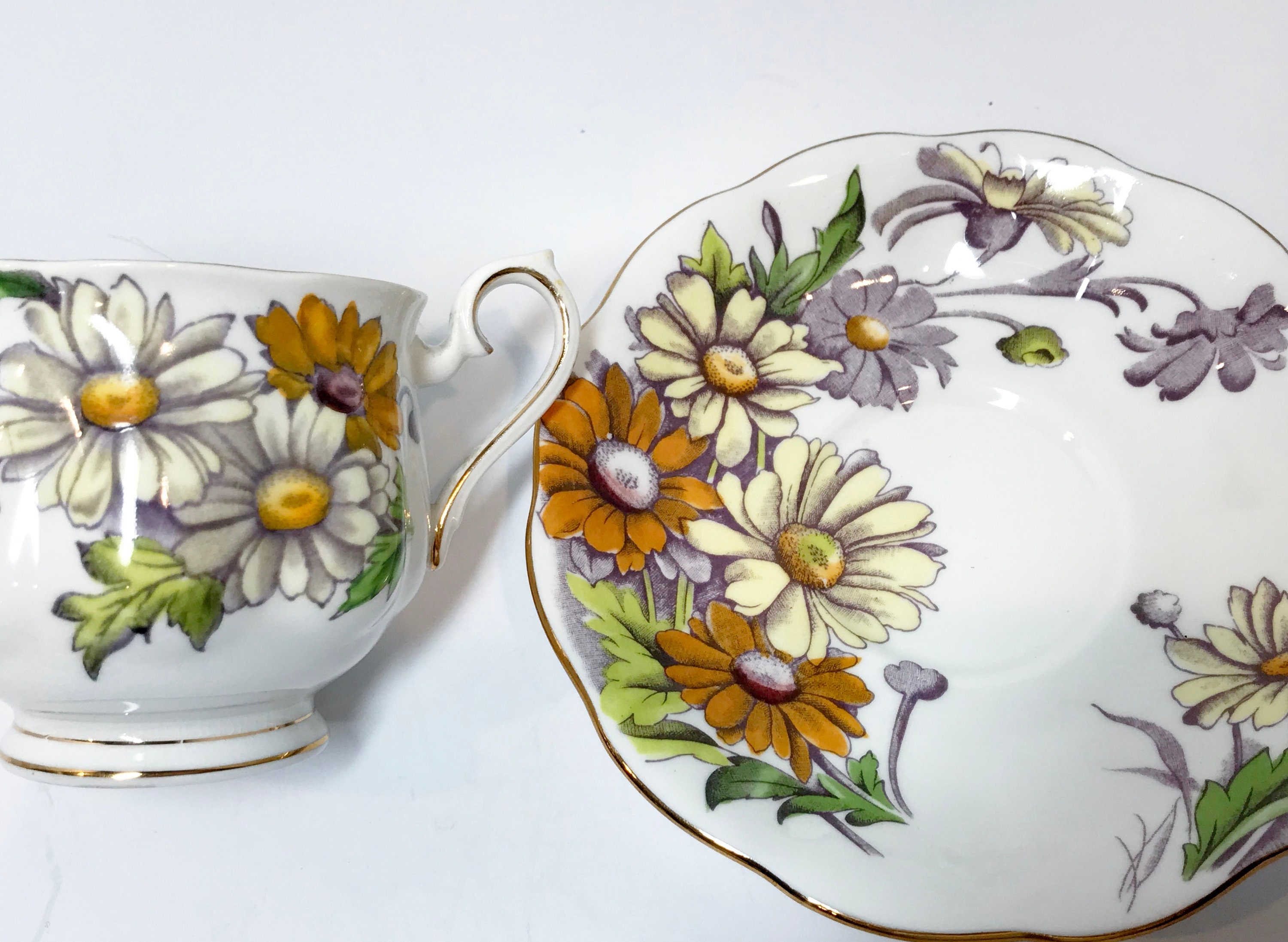 Daisy Tea Cup and Saucer by Royal Albert Bone China, April Birthday Cup ...