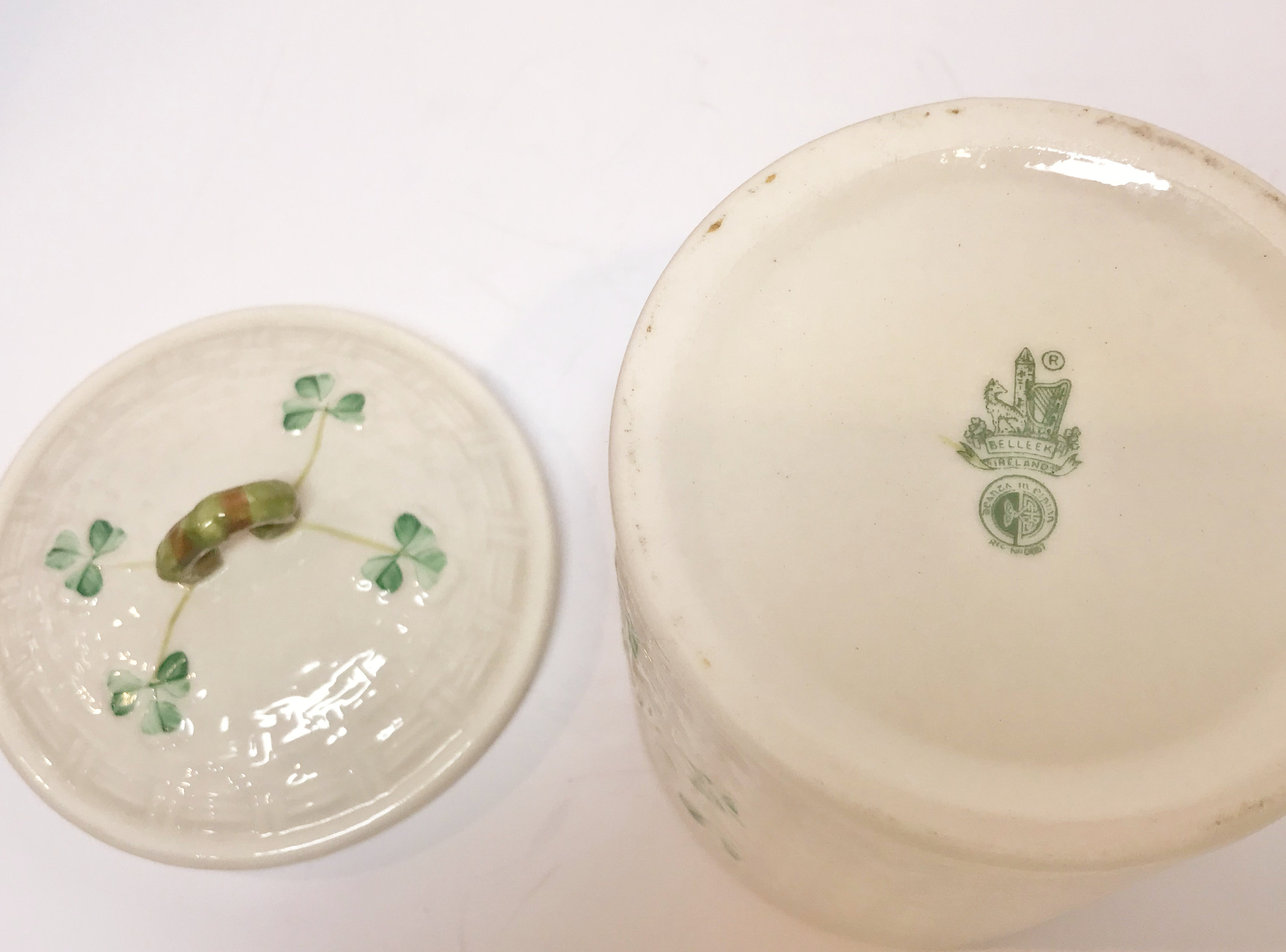 Belleek Marmalade Jar, Shamrock Jar, Shamrock Container, Irish ...