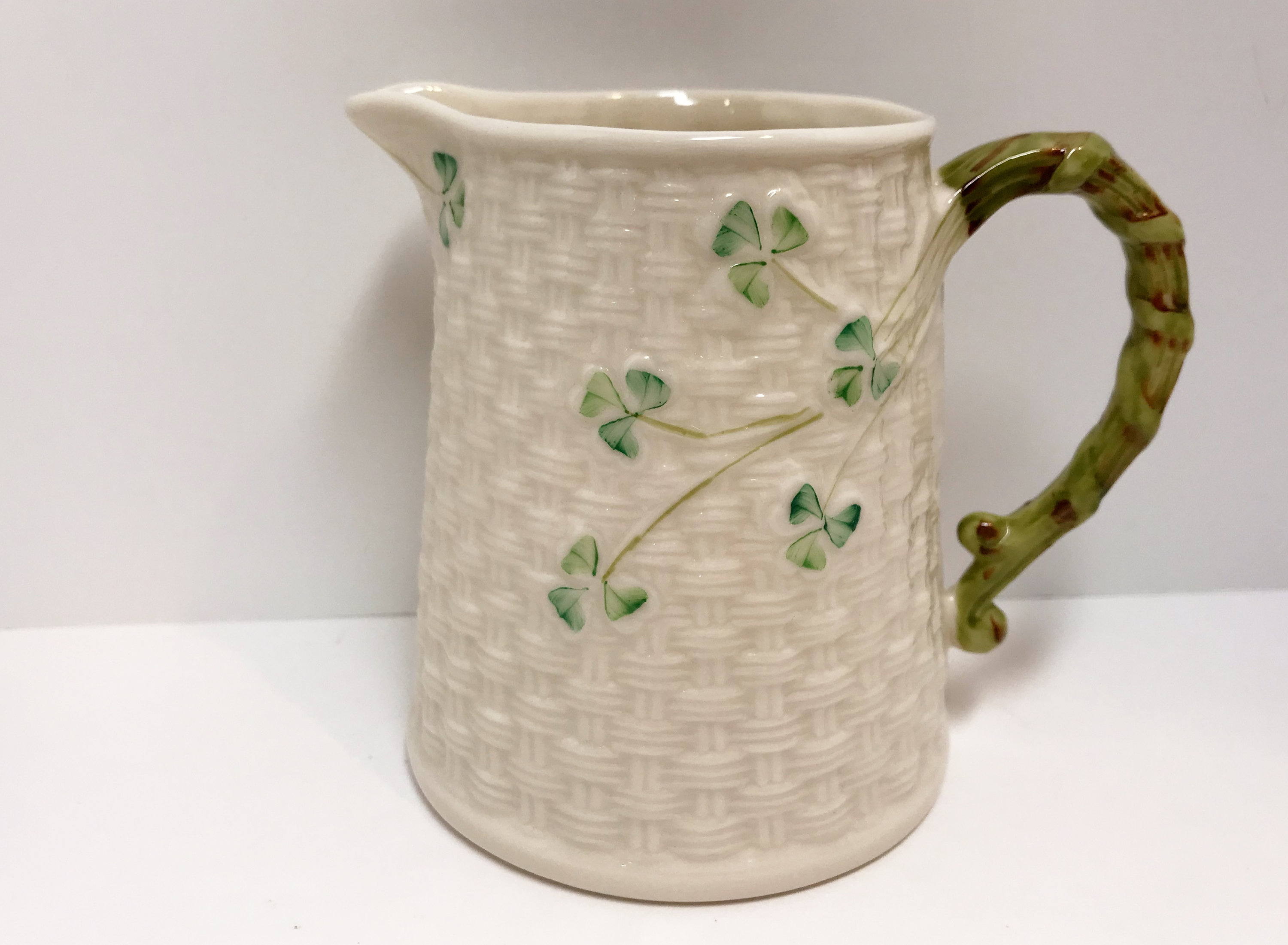 Shamrock Pitcher by Belleek, Shamrock Ware Pitcher, Green Mark Belleek ...
