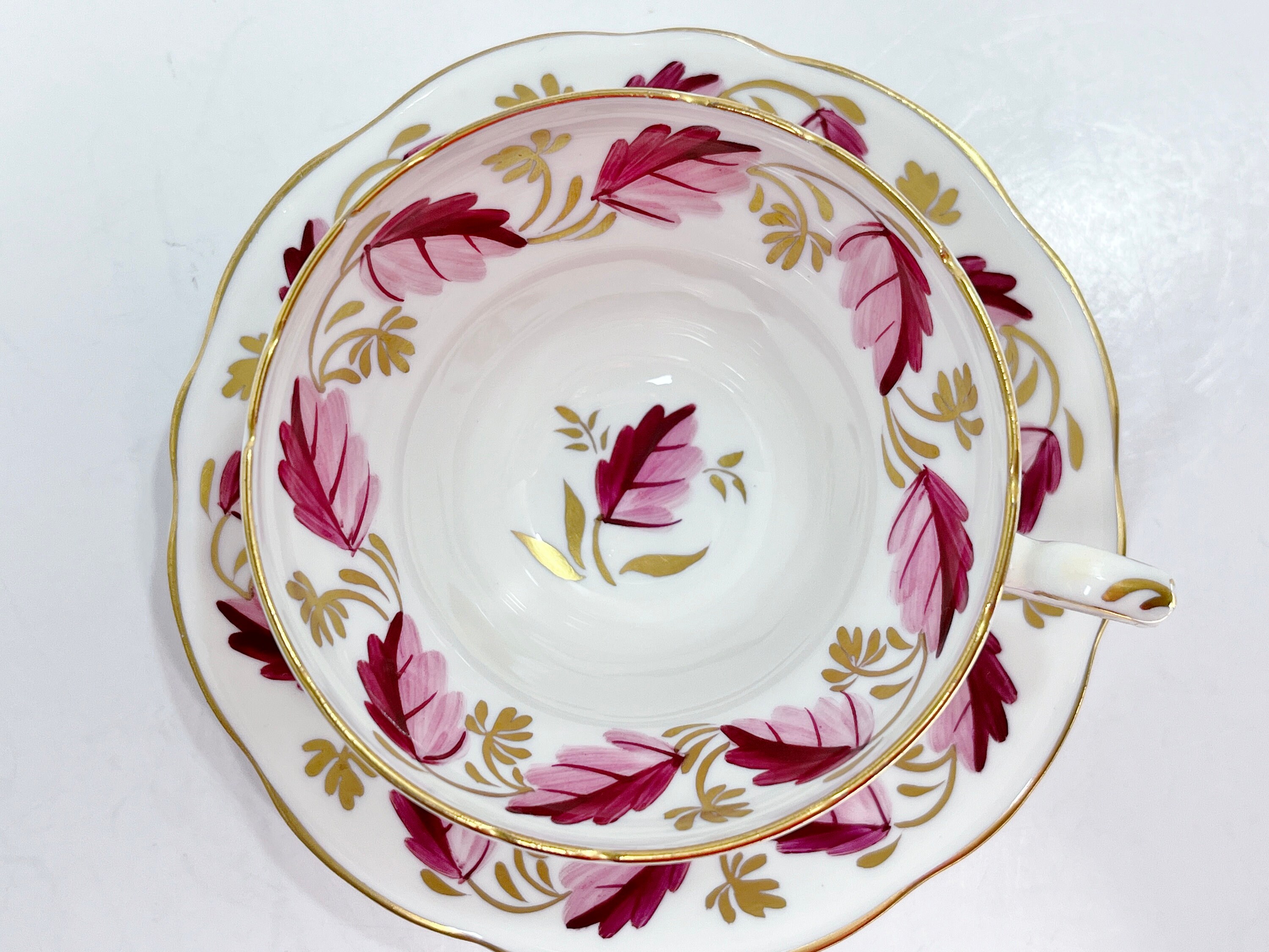 Foley Teacup and Saucer , Floral Teacup , Pink Leaves Tea Cup , Hand ...