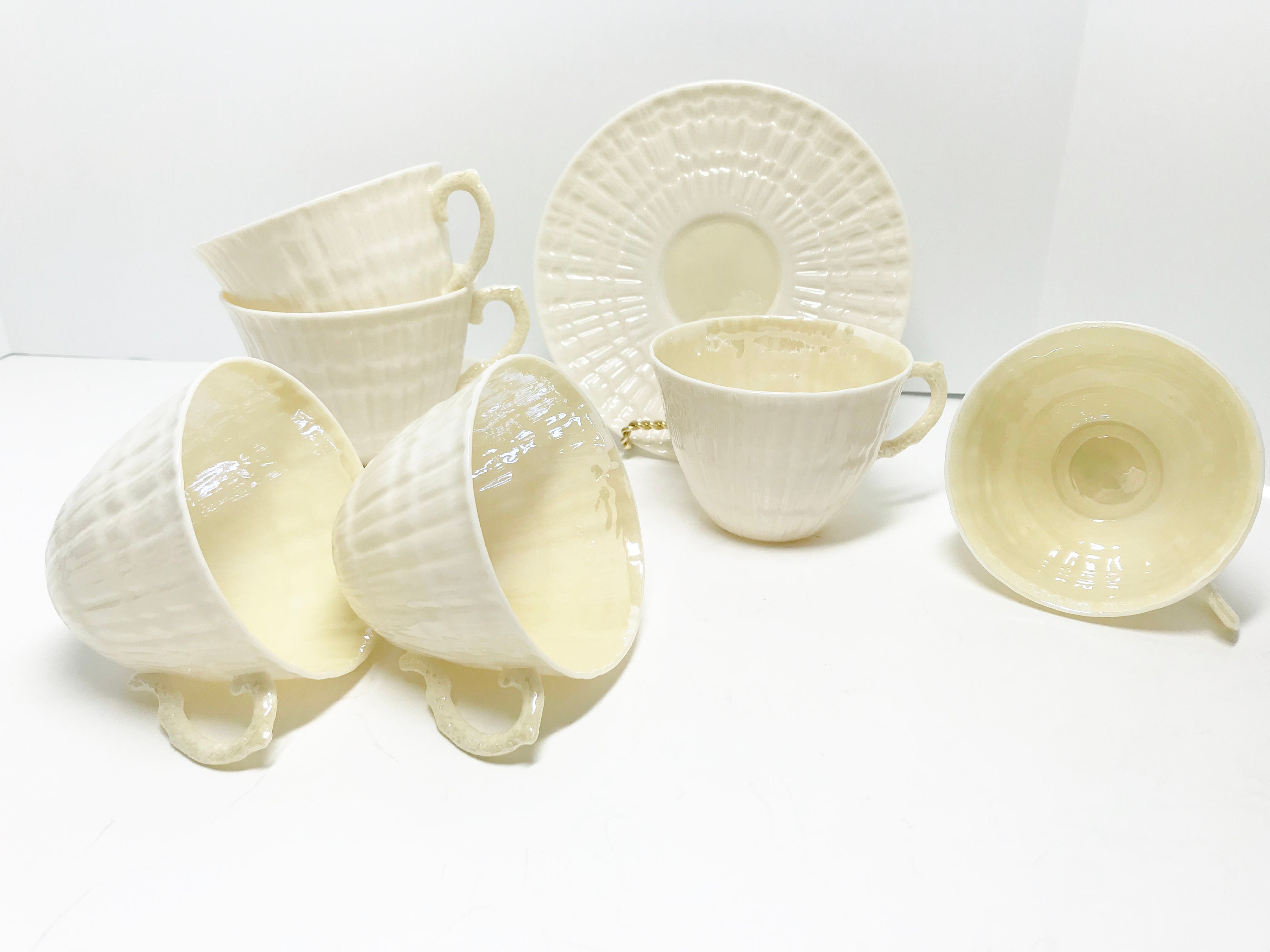 Reserved for J, Belleek Limpet Pattern, Set of 6, Belleek Tea Cup and ...