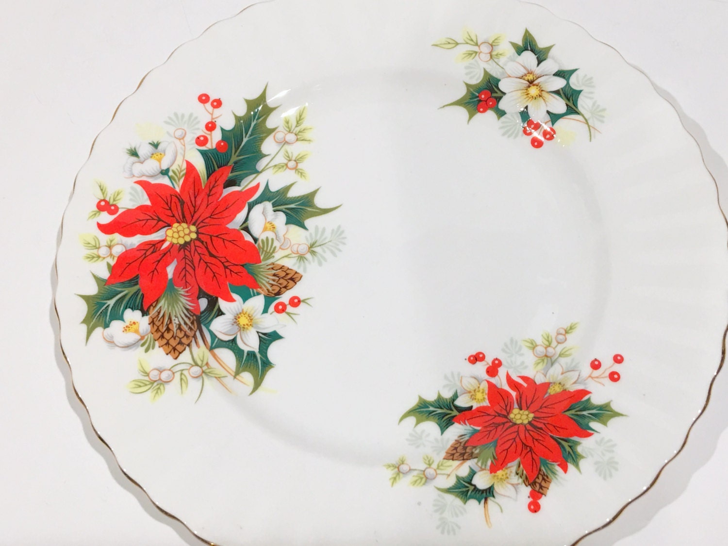 Royal Albert Plate, Poinsettia Plate, Yuletide Plate, English Antique ...