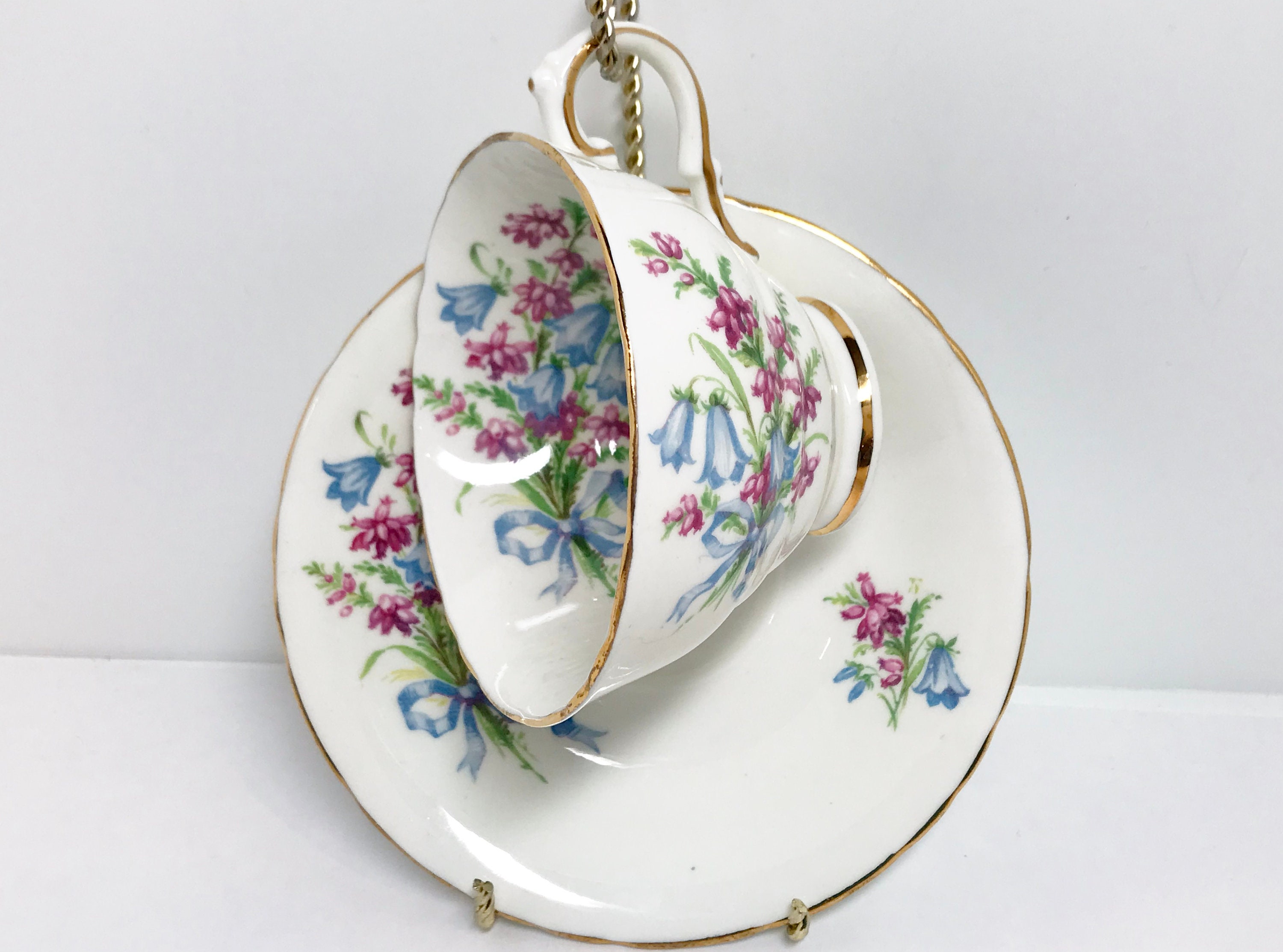 Ribbon Tea Cup, HM Sutherland Tea Cup and Saucer, English Bone China ...