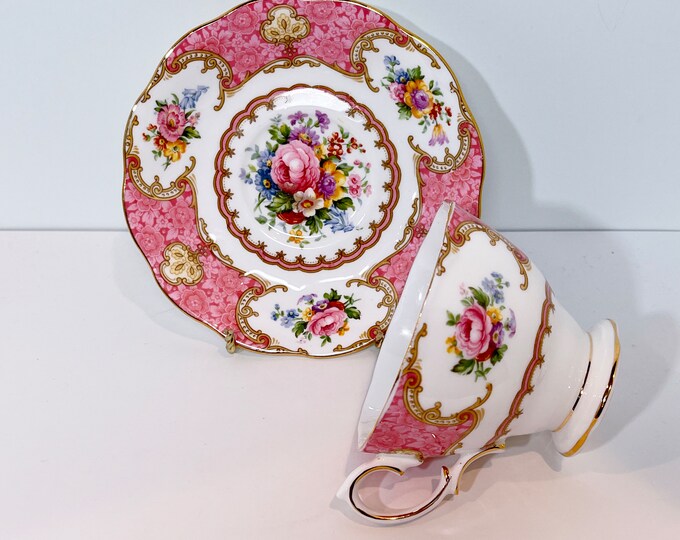 Lady Carlyle Royal Albert Teacup and Saucer, English Bone China, Pink ...