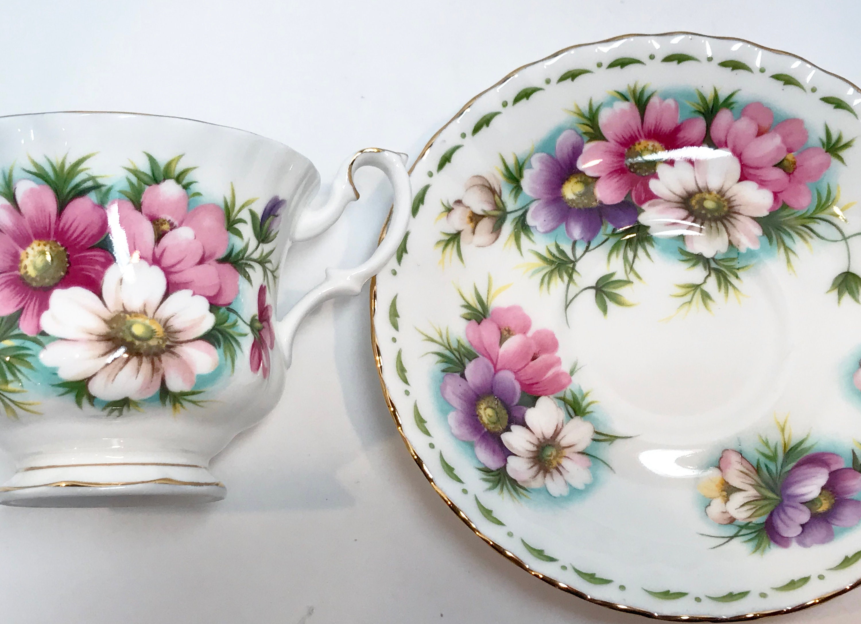 Cosmos October Birthday Cup, Royal Albert Tea Cup and Saucer, Antique ...