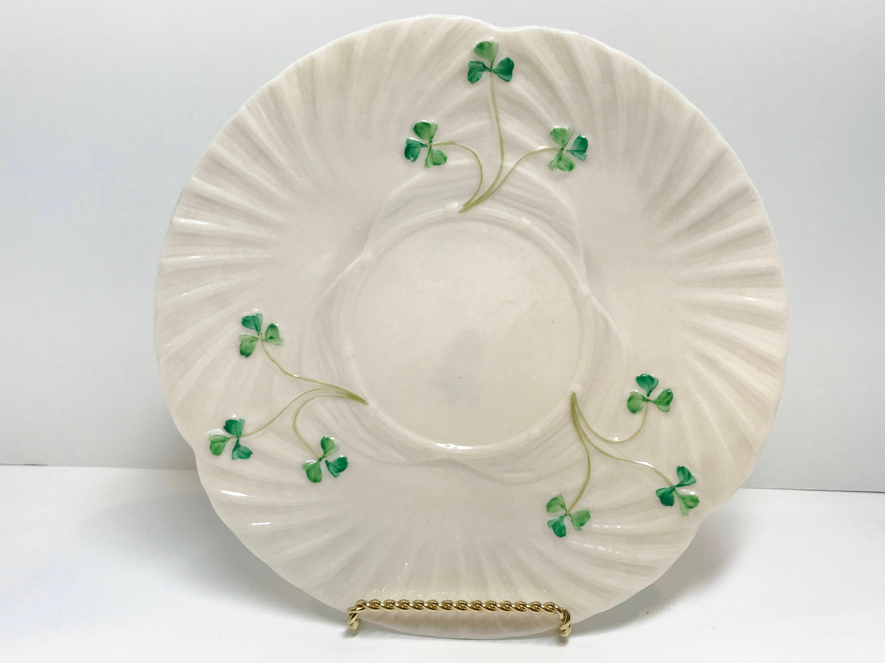 Shamrock Serving Plate, Belleek Cake Plate, Belleek Bread Plate, Irish ...