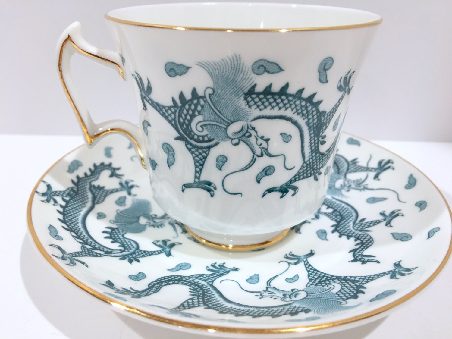 Dragon Tea Cup and Saucer, Royal Chelsea Cups, English Bone China Cups ...