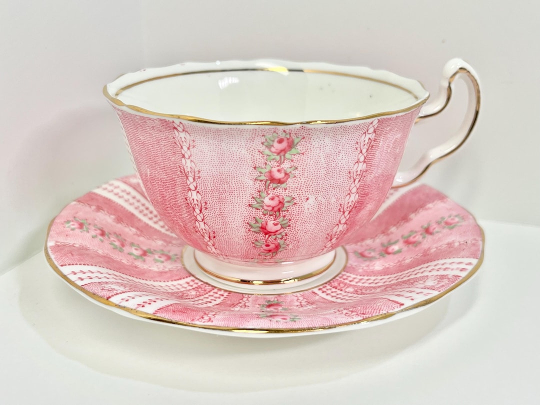 Royal Adderley Teacup, Lawley Pattern, English Bone China, Pink Teacup ...