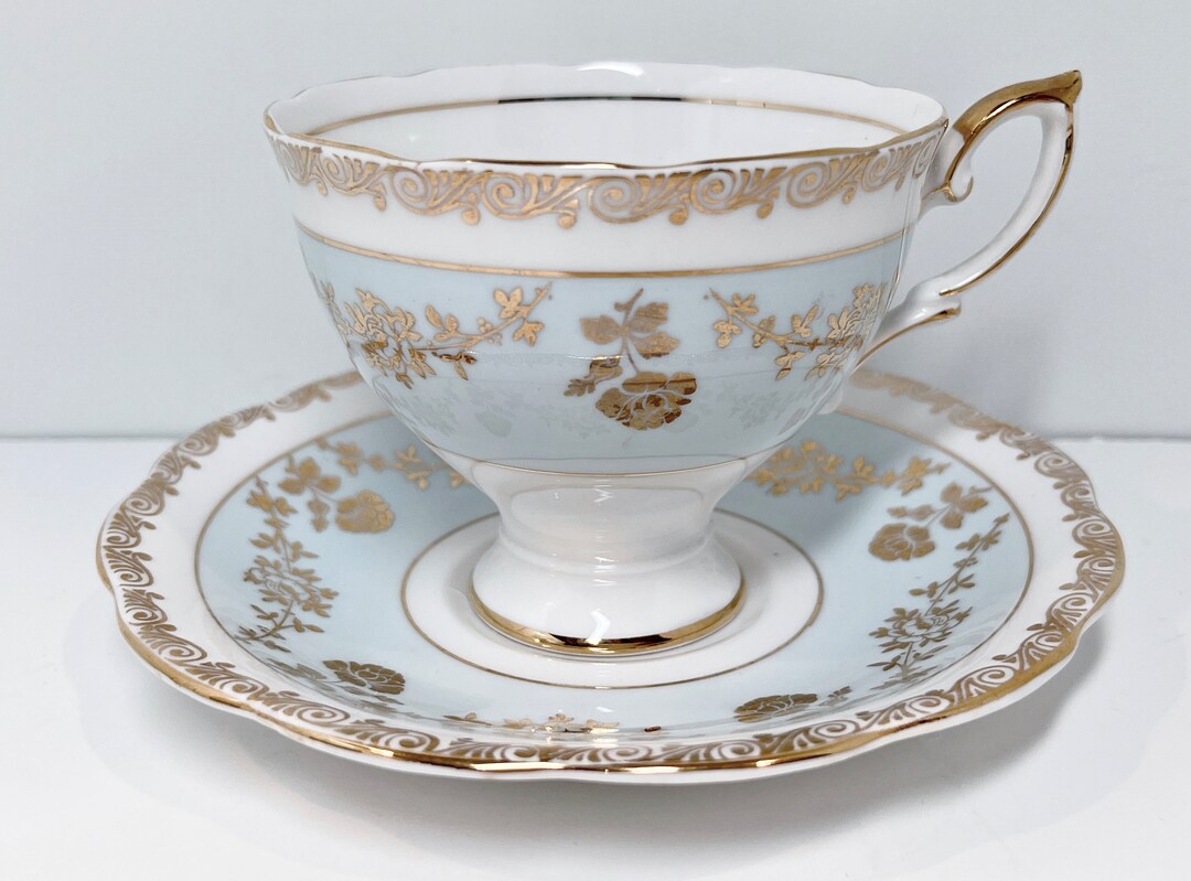 Royal Standard Tea Cup and Saucer Blue Gold Cups Antique Teacups ...