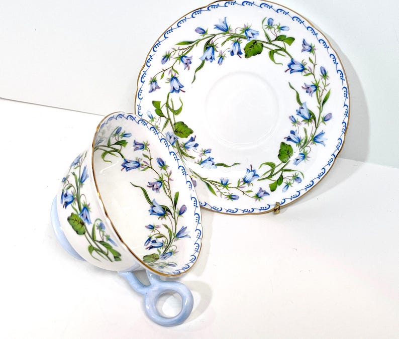 Shelley Harebell Teacup and Saucer: Fine Bone China Floral - Etsy