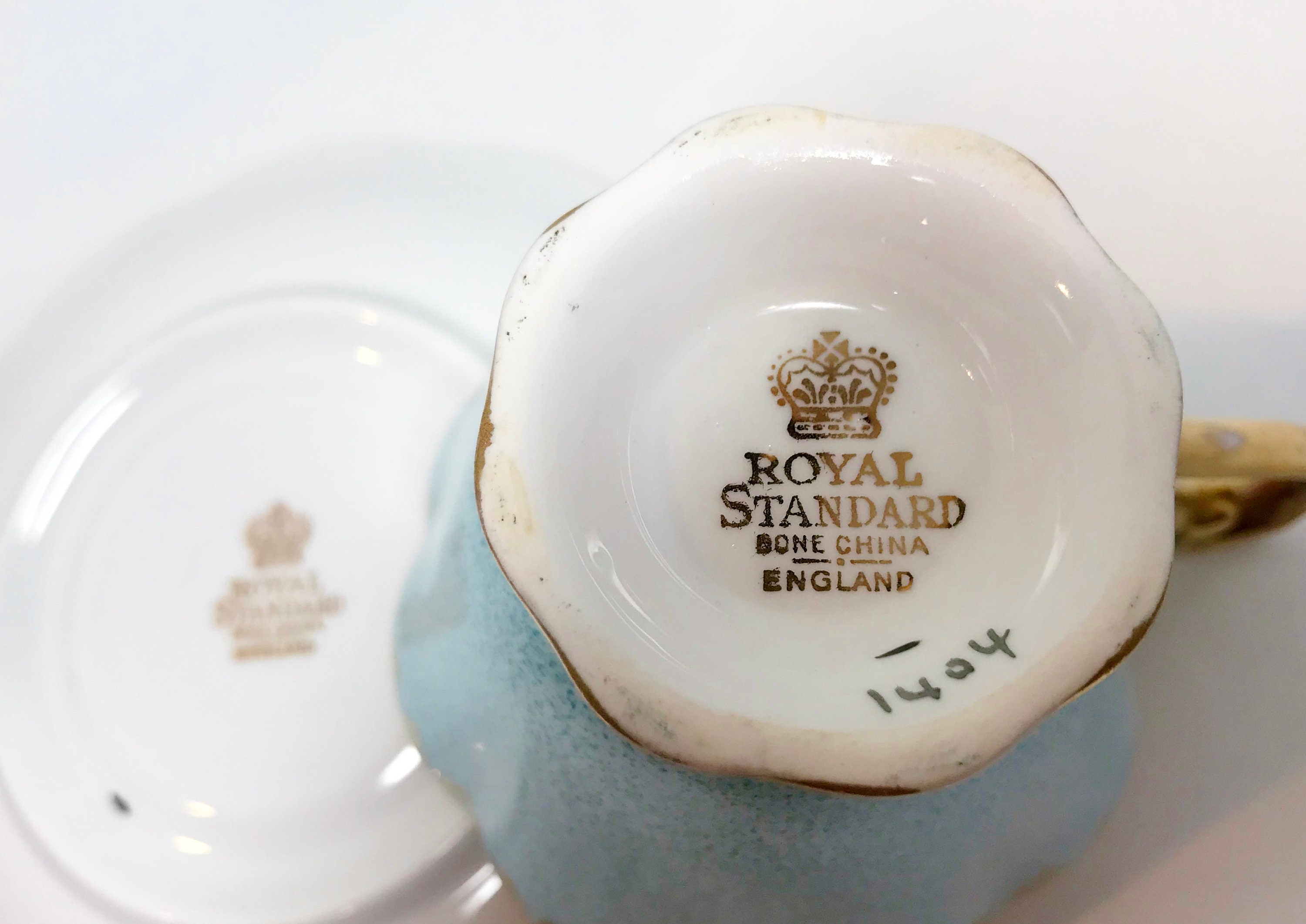 Royal Standard Tea Cup and Saucer, Aqua Gold Cups, Antique Teacups ...