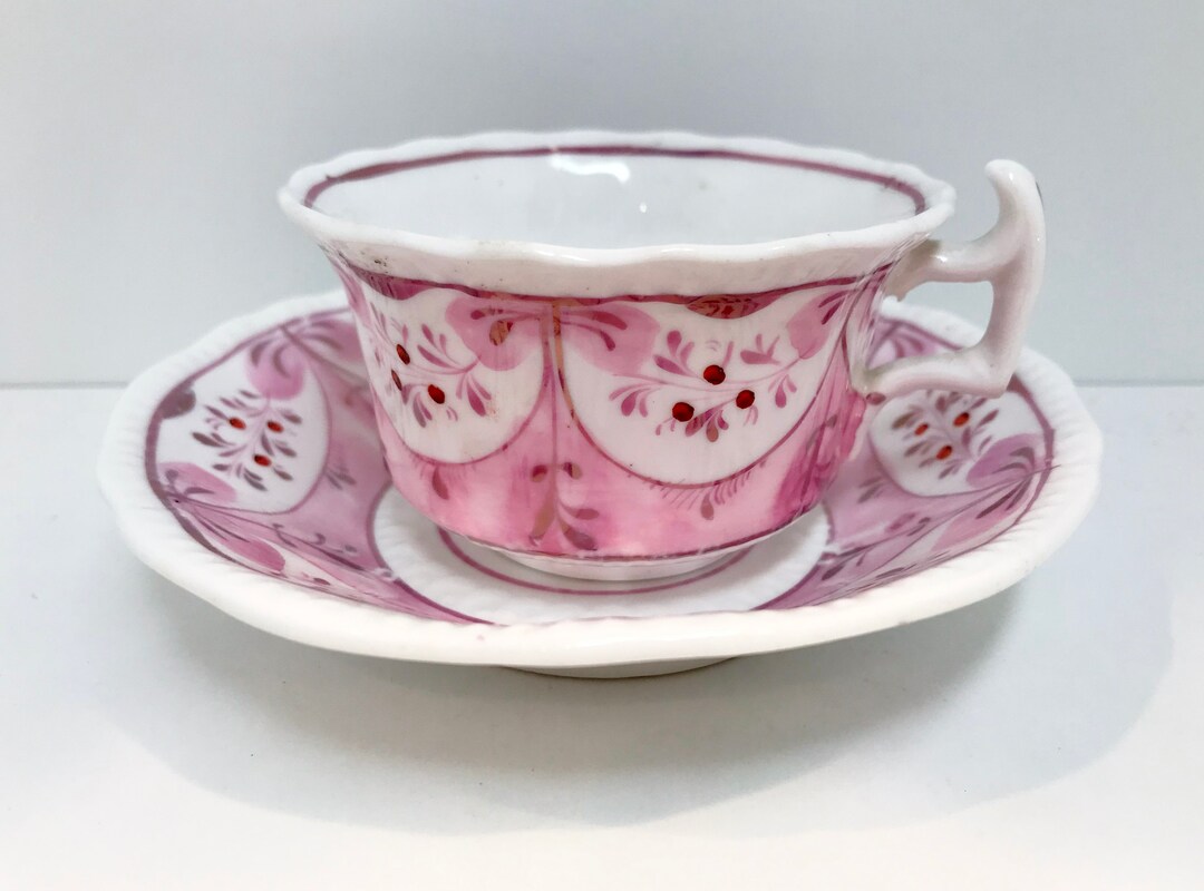 Wishbone Handle Teacup, Georgian Teacup, Lustreware Teacup, Hand ...