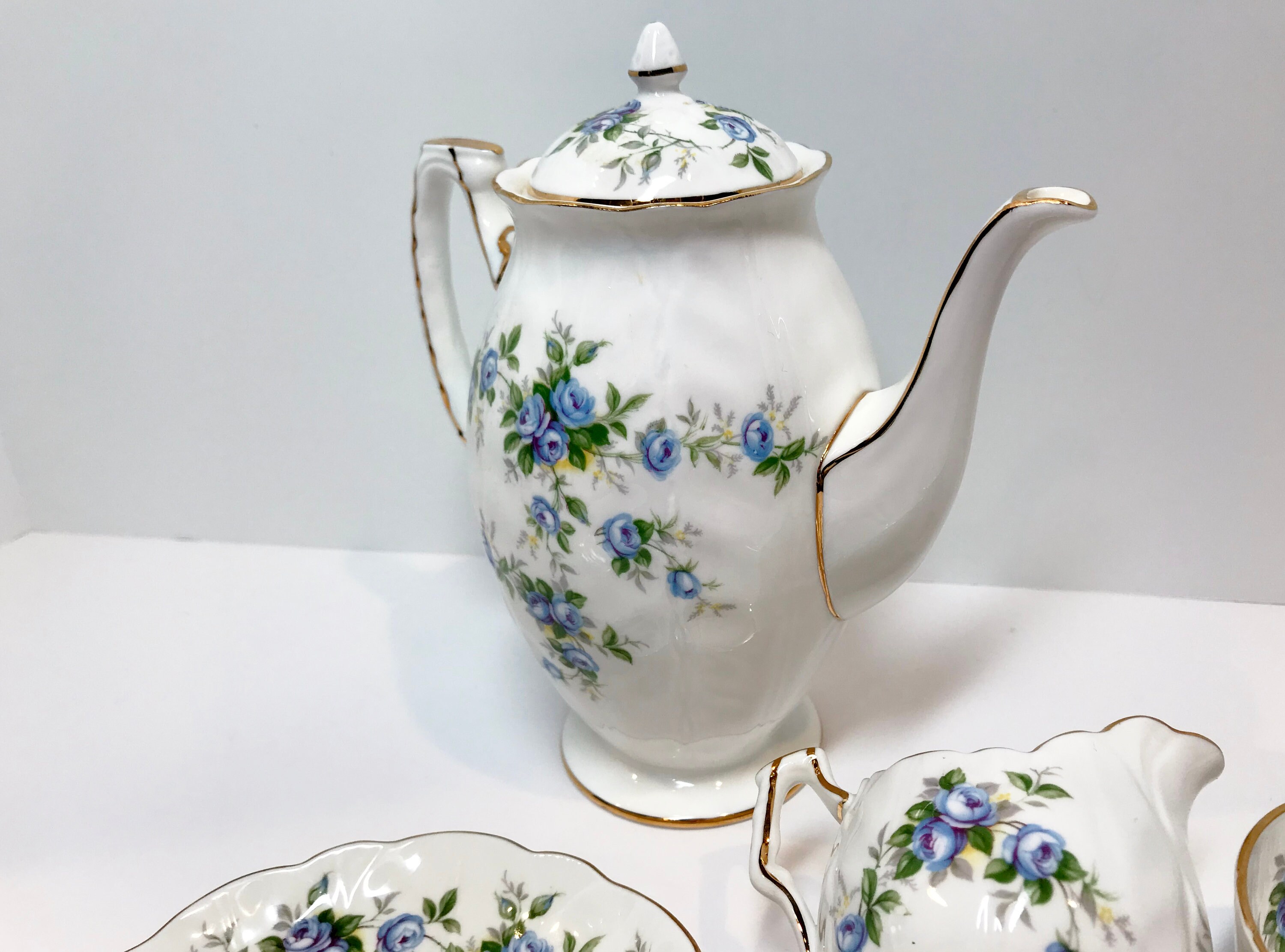 Reserved for SR, Aynsley Tea Set, Teacup, Saucer, Teapot, Creamer and ...
