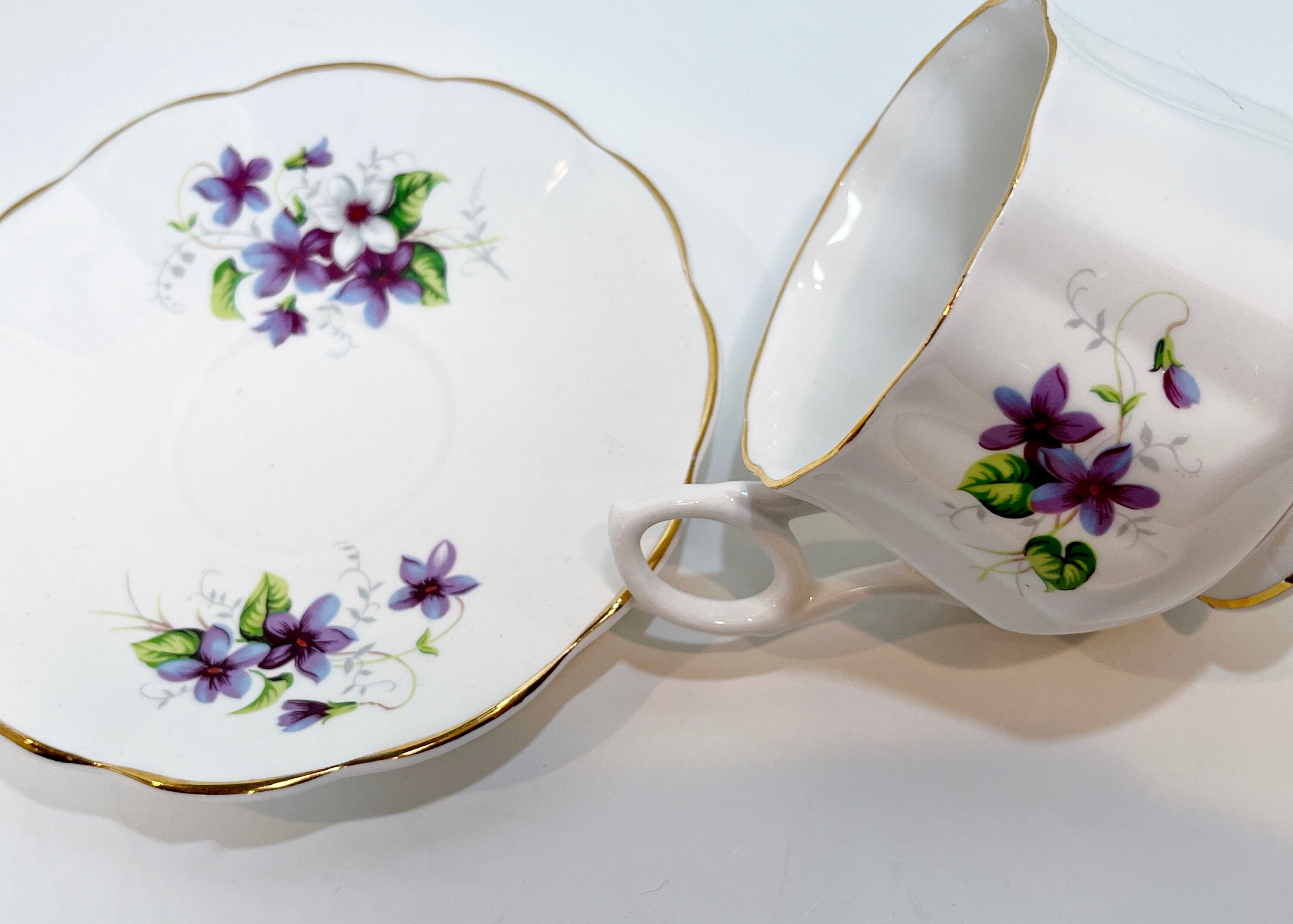 Hand Painted Lefton Tea Cup and Saucer , Pansy Tea Cup , English Bone ...