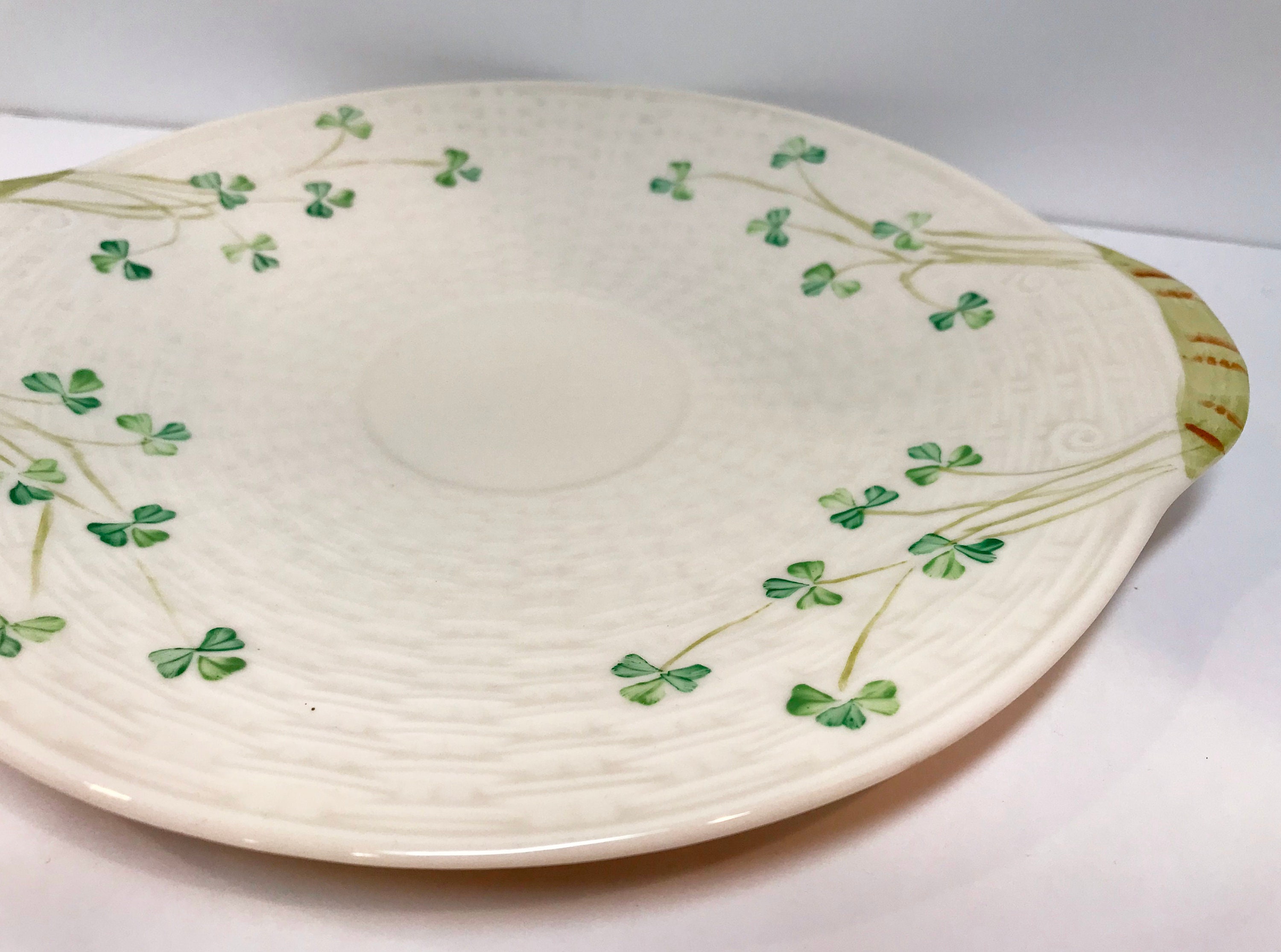Reserved for SR, Brown Mark Belleek, Shamrock Ware Cake Plate, Shamrock ...