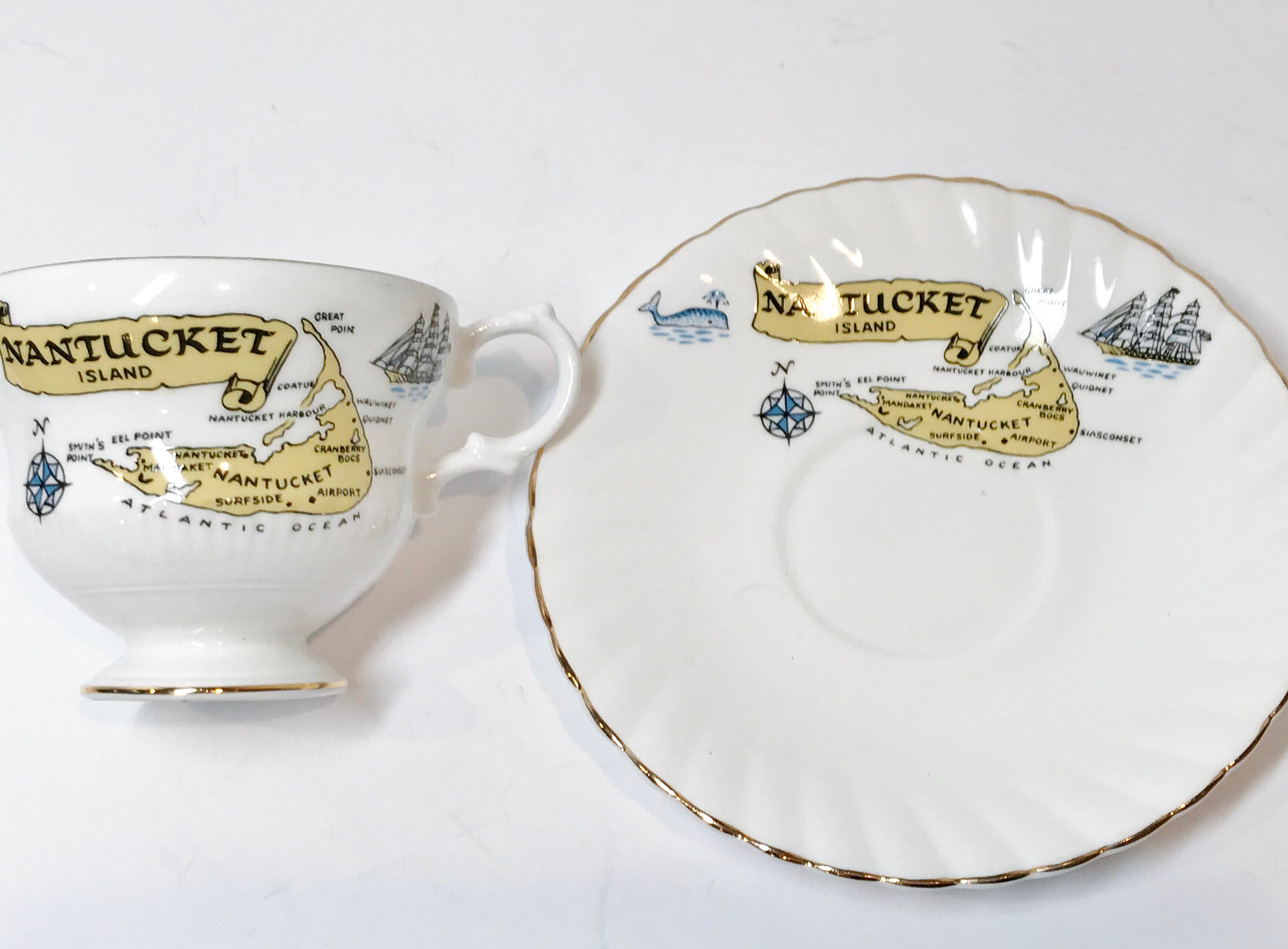 Nantucket Tea Cup and Saucer, Nantucket Cup, Enco National Teacup and ...