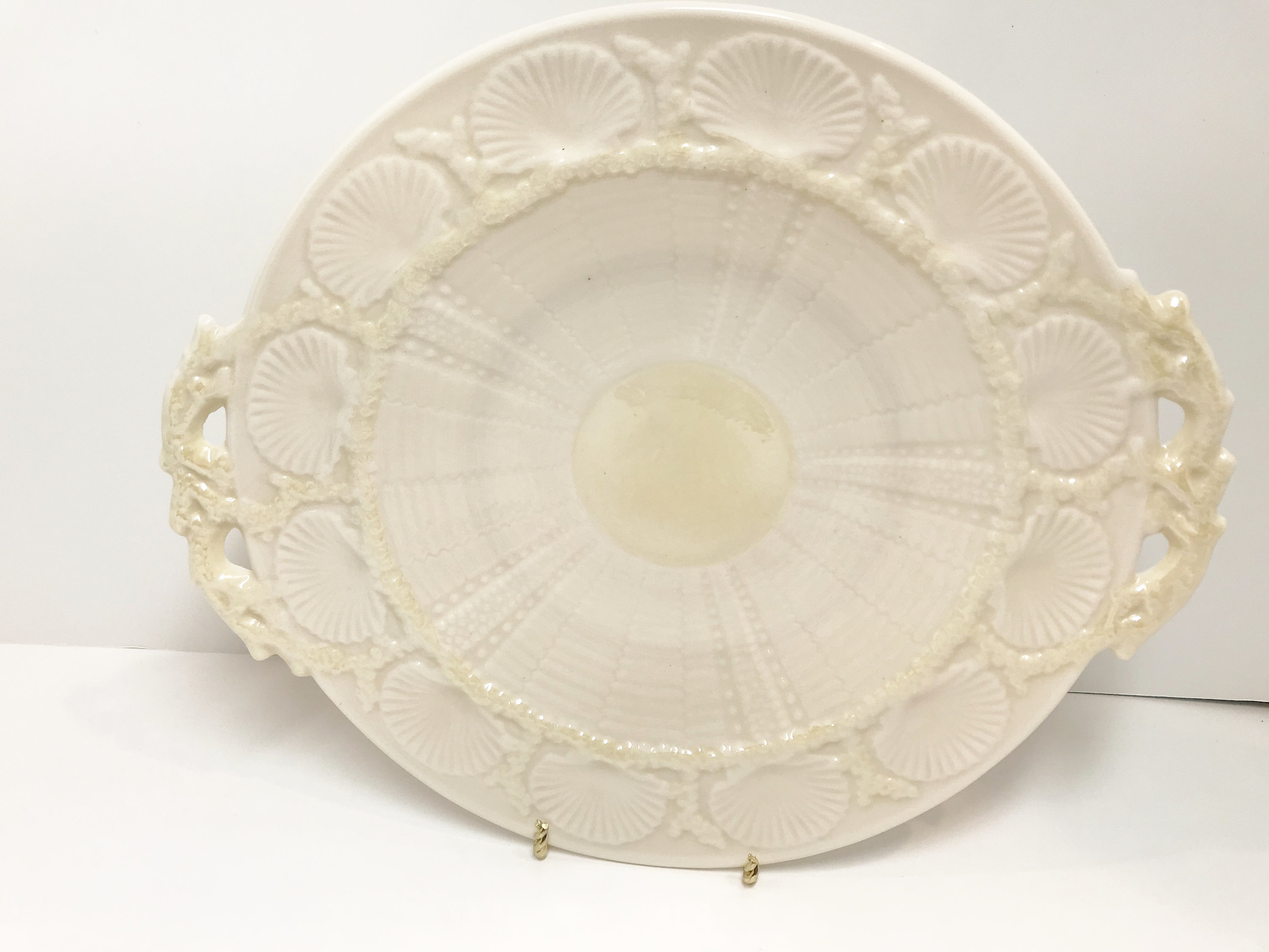 New Shell Tea Ware Cake Plate, Green Mark Belleek, New Shell Tea Ware ...
