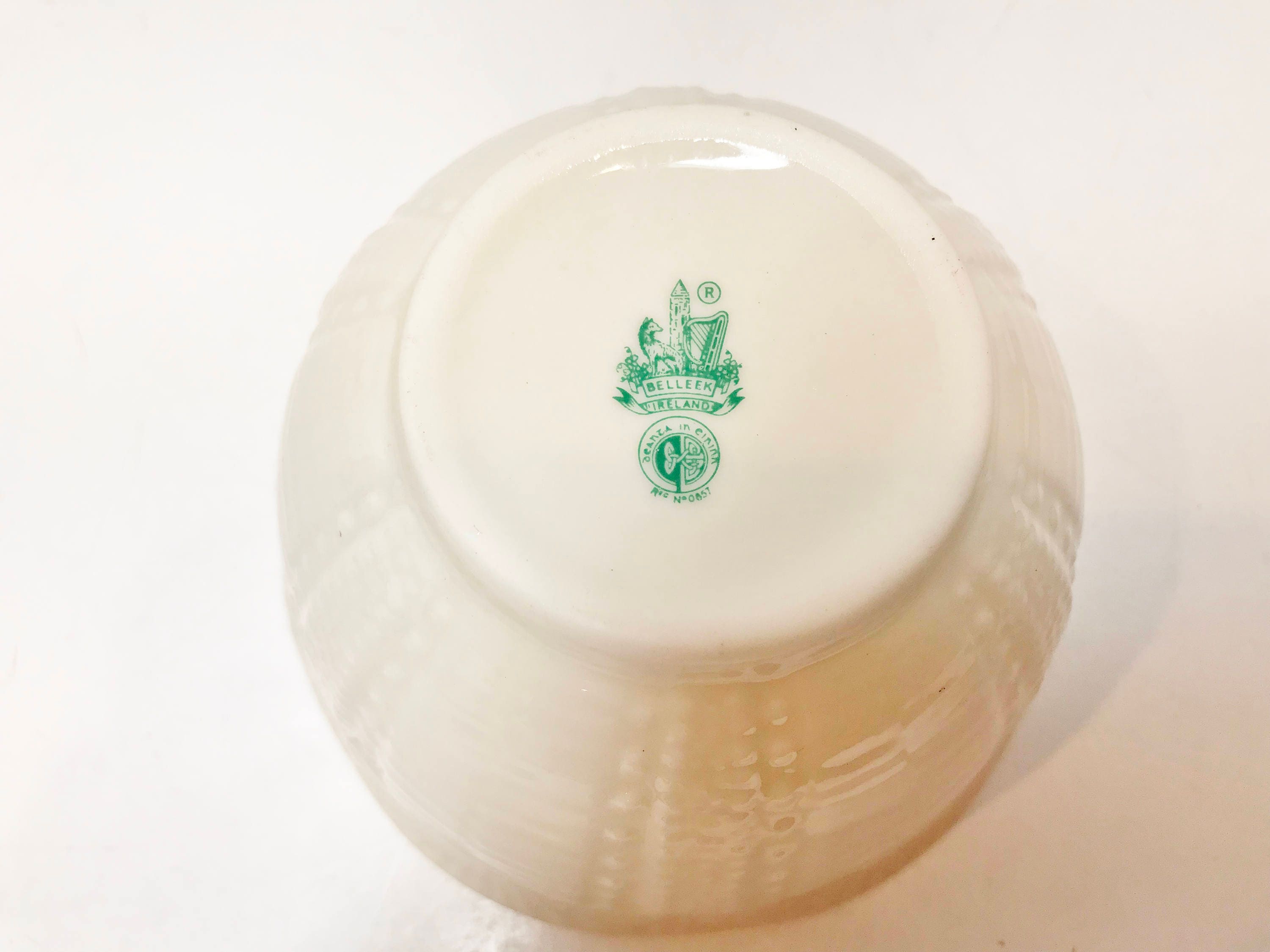 Reserved for SR, Belleek Shell Bowl, Green Mark Belleek, Irish ...