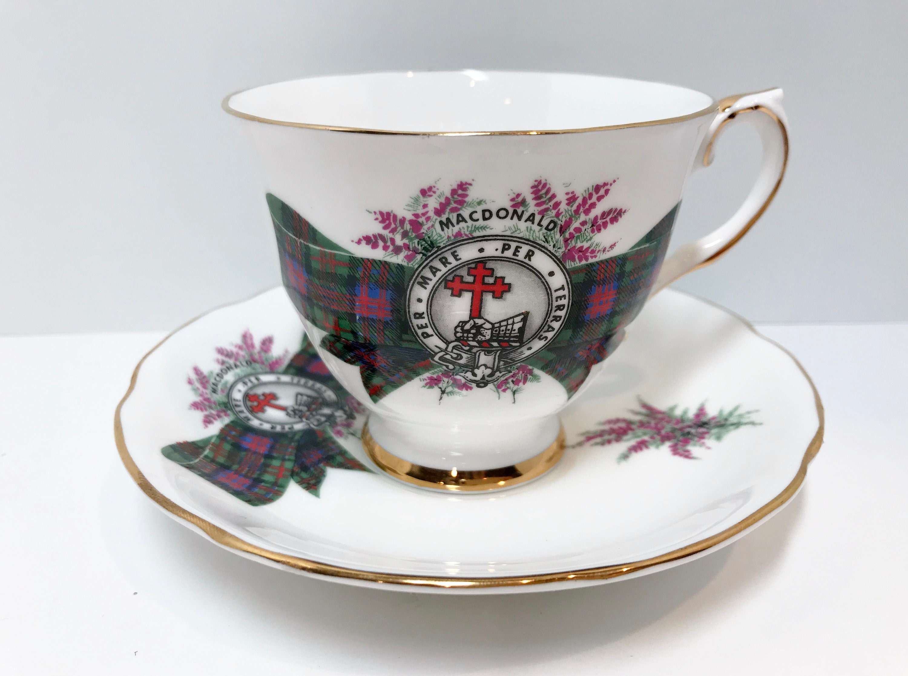 MacDonald Clan Tea Cup and Saucer, Royal Grafton Tea Cups, Scottish ...