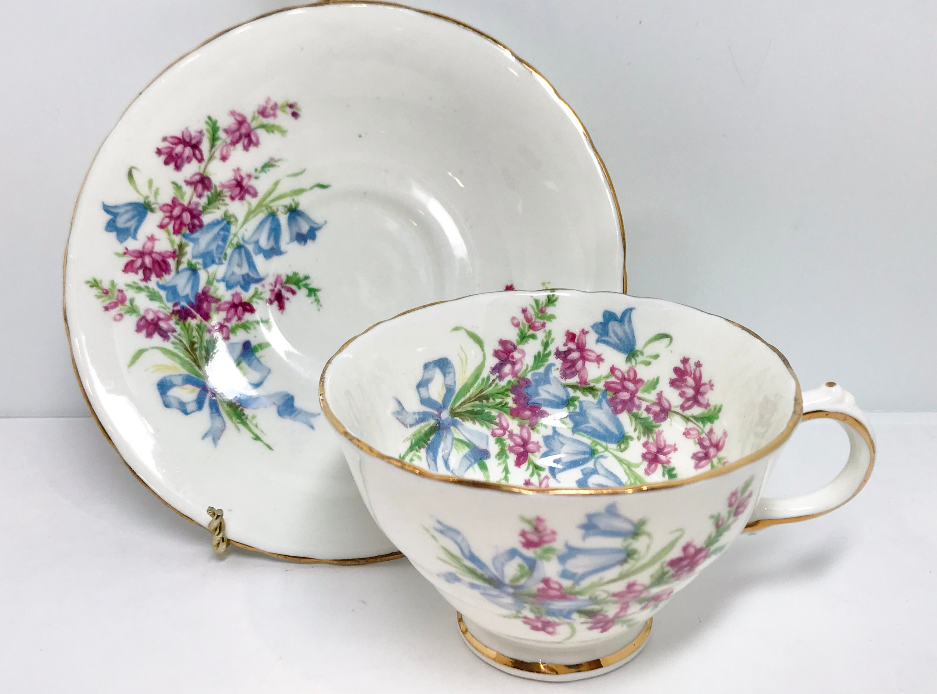 Ribbon Tea Cup, HM Sutherland Tea Cup and Saucer, English Bone China ...