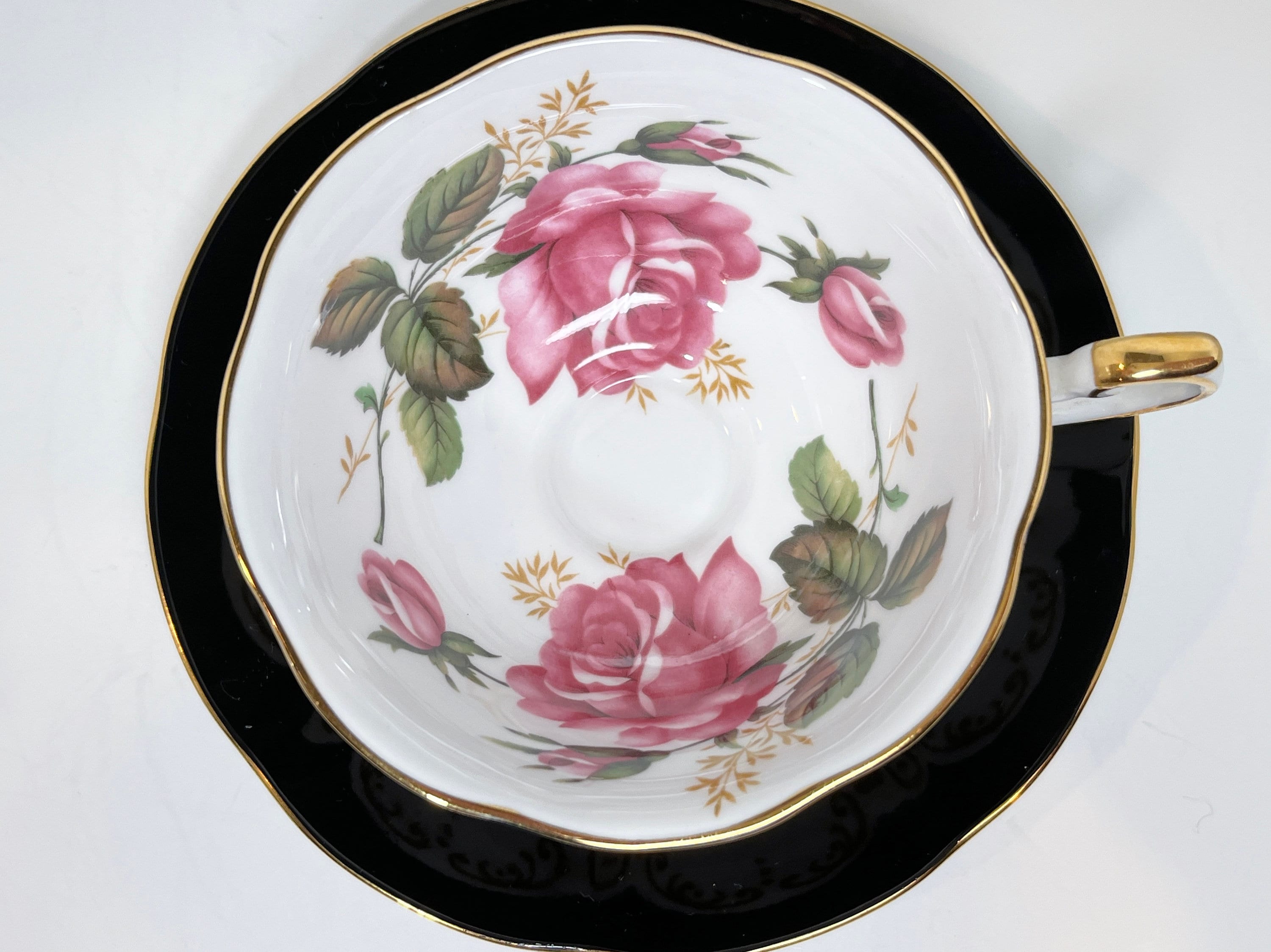 Large Rose Tea Cup , Queens Tea Cup and Saucer, Ebony Tea Cup , Bone ...