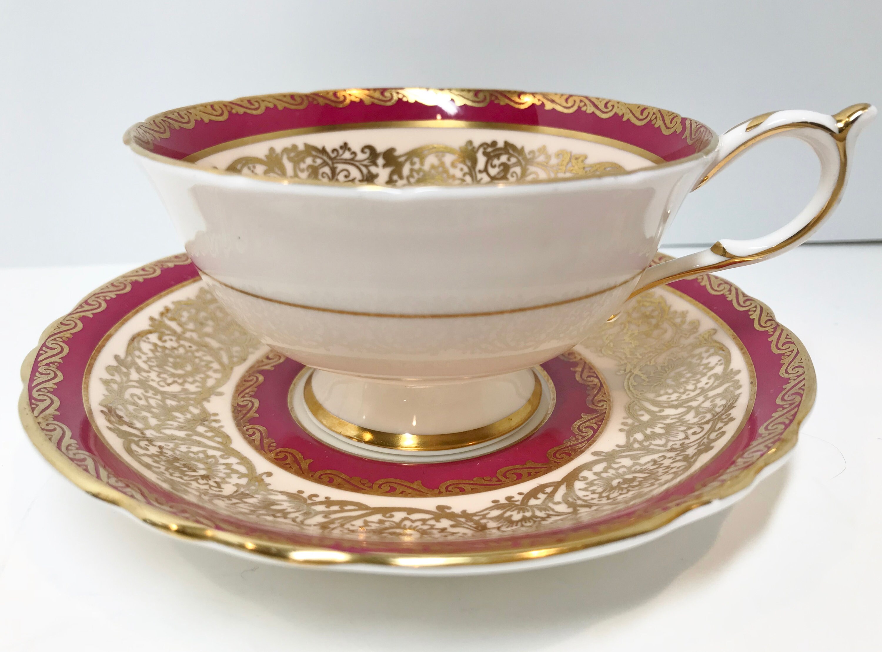 Raspberry Paragon Tea Cup and Saucer, China Tea Cups, Double Warranty ...
