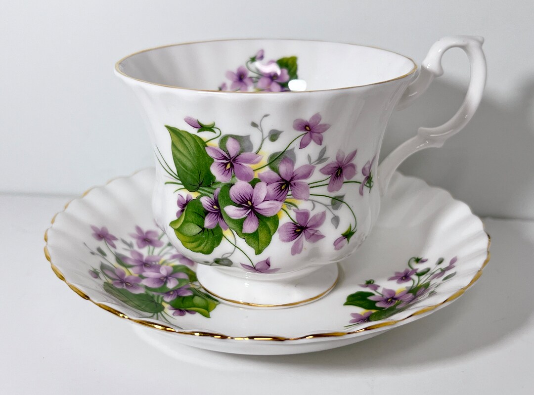 Floral Teacup by Royal Albert Vintage Teacup Gift for Her Antique Tea Cup Violet Tea Cup English ...