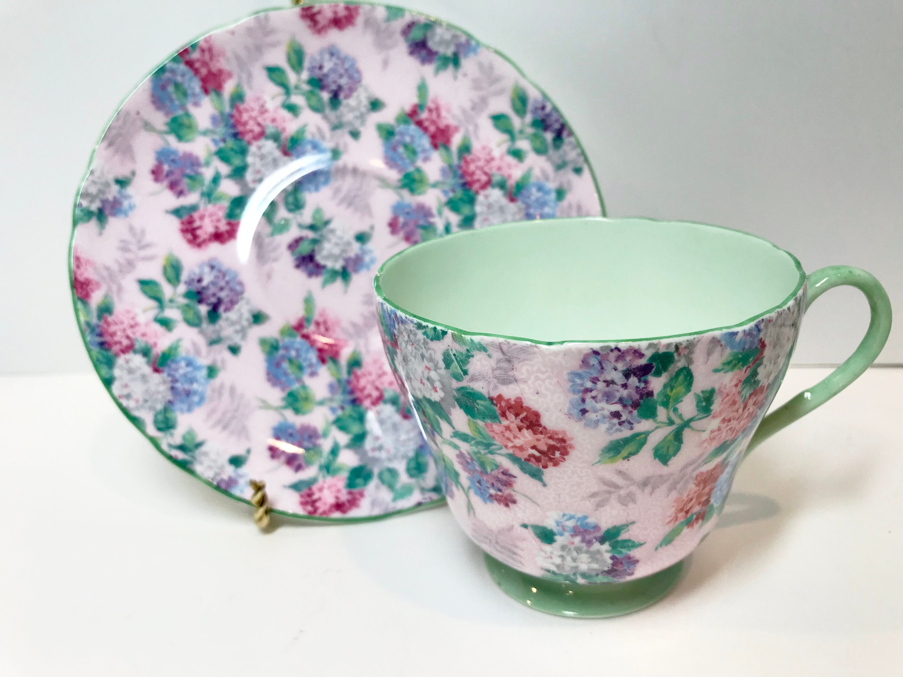 Shelley Tea Cup and Saucer, Henley Shape, Summer Glory Pattern, Chintz ...