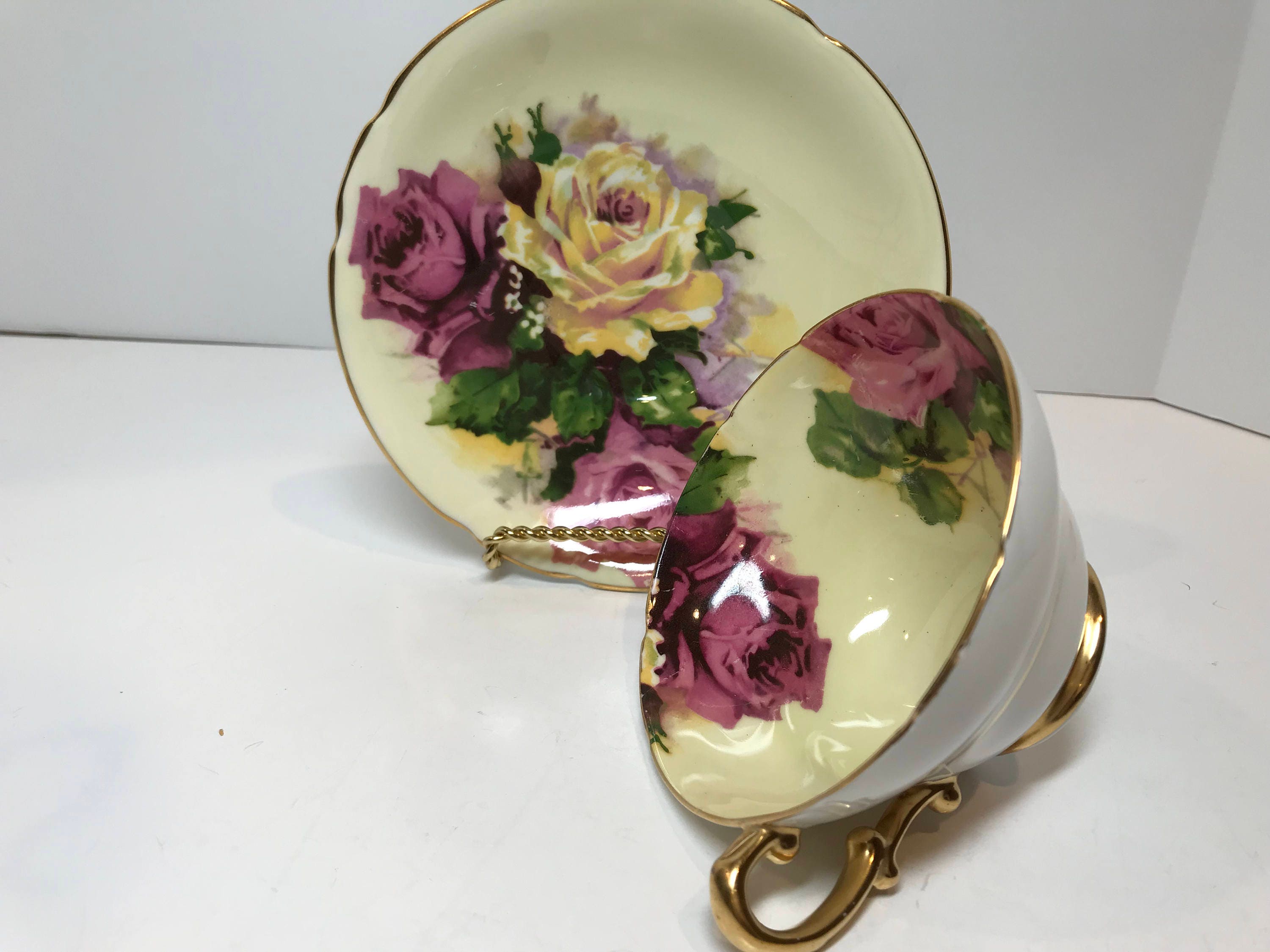 Stanley Tea Cup and Saucer, Yellow Rose Tea Cups, English Bone China ...