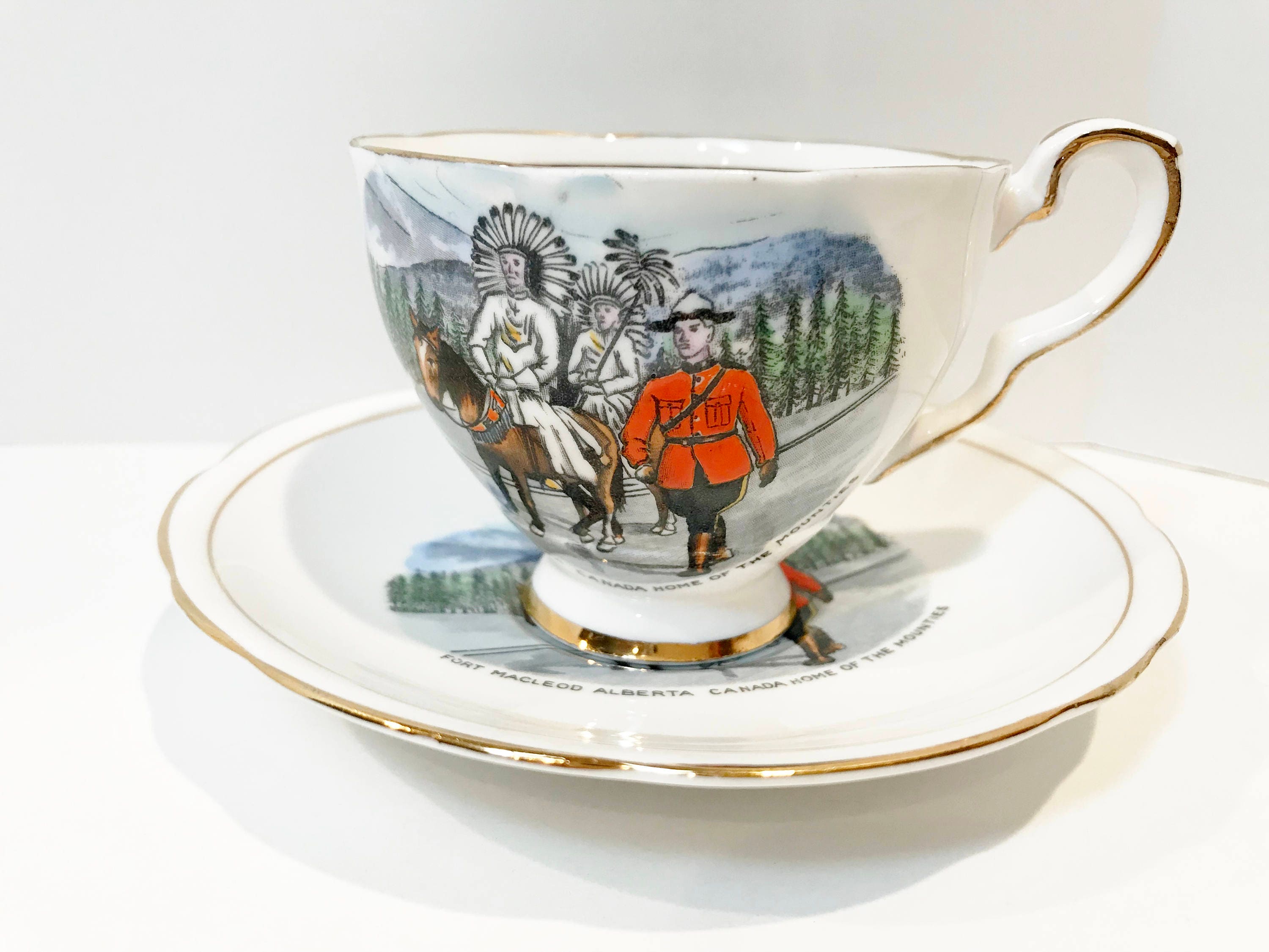 Home of the Mounties Tea Cup and Saucer, Fort MacLeod Alberta Canada ...
