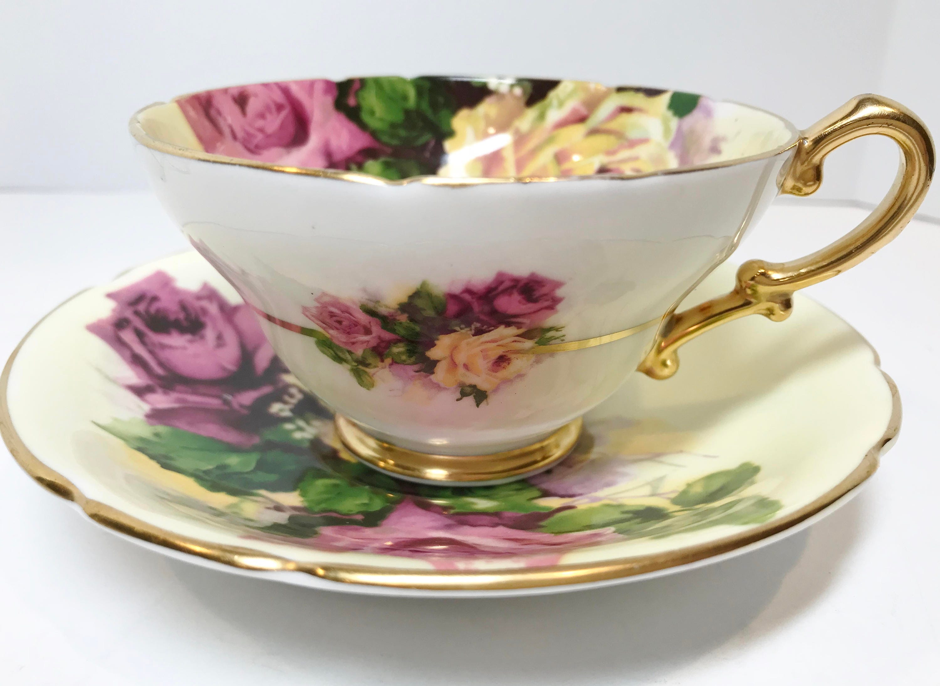Stanley Tea Cup and Saucer, Yellow Rose Tea Cups, English Bone China ...