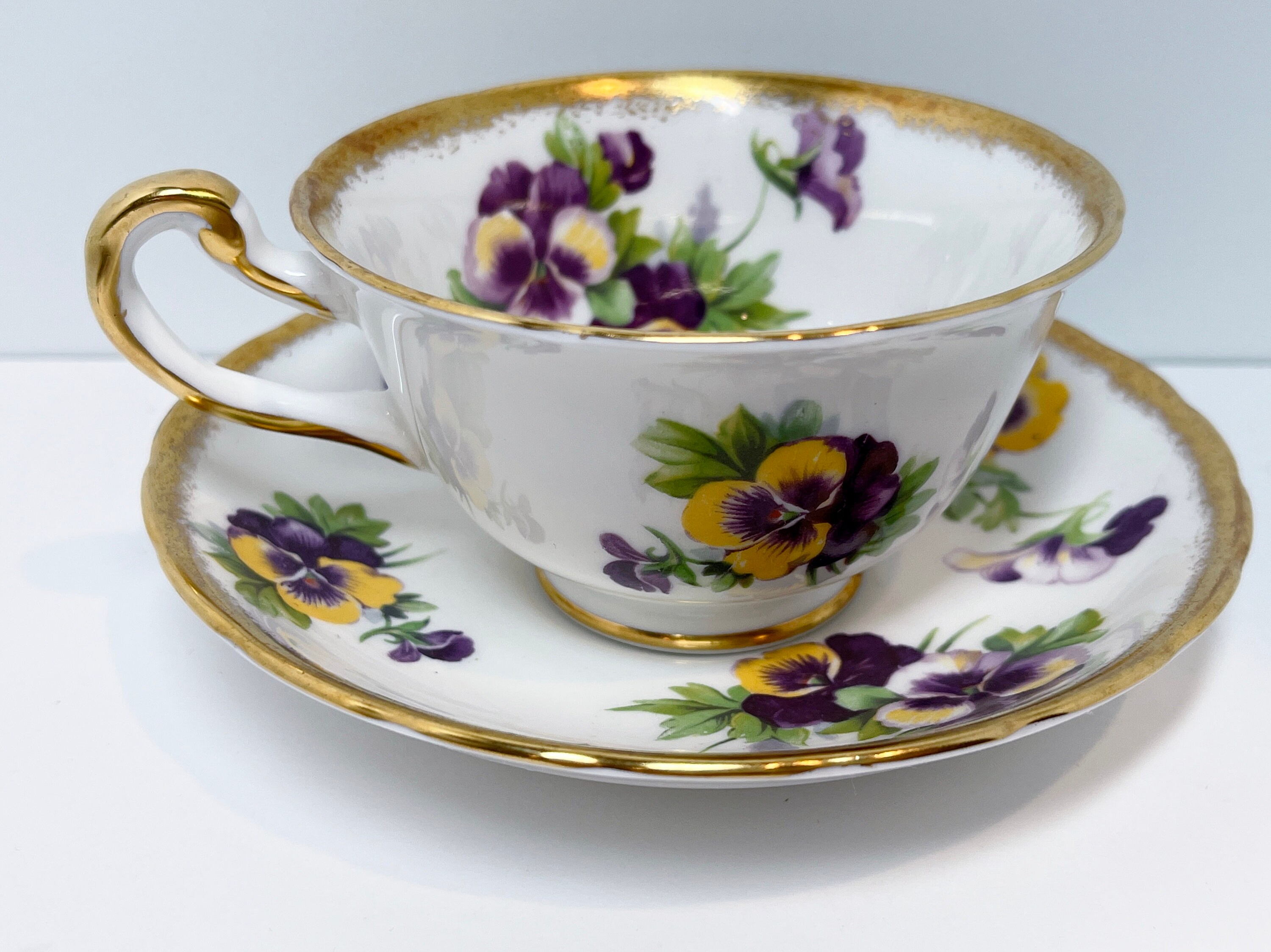 Pansy Teacup by Royal Chelsea, Hand Painted Teacup, Floral Teacups ...