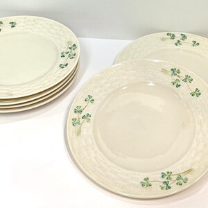 Belleek Plates, Belleek Shamrock Ware, Shamrock Plates, Set of Six ...