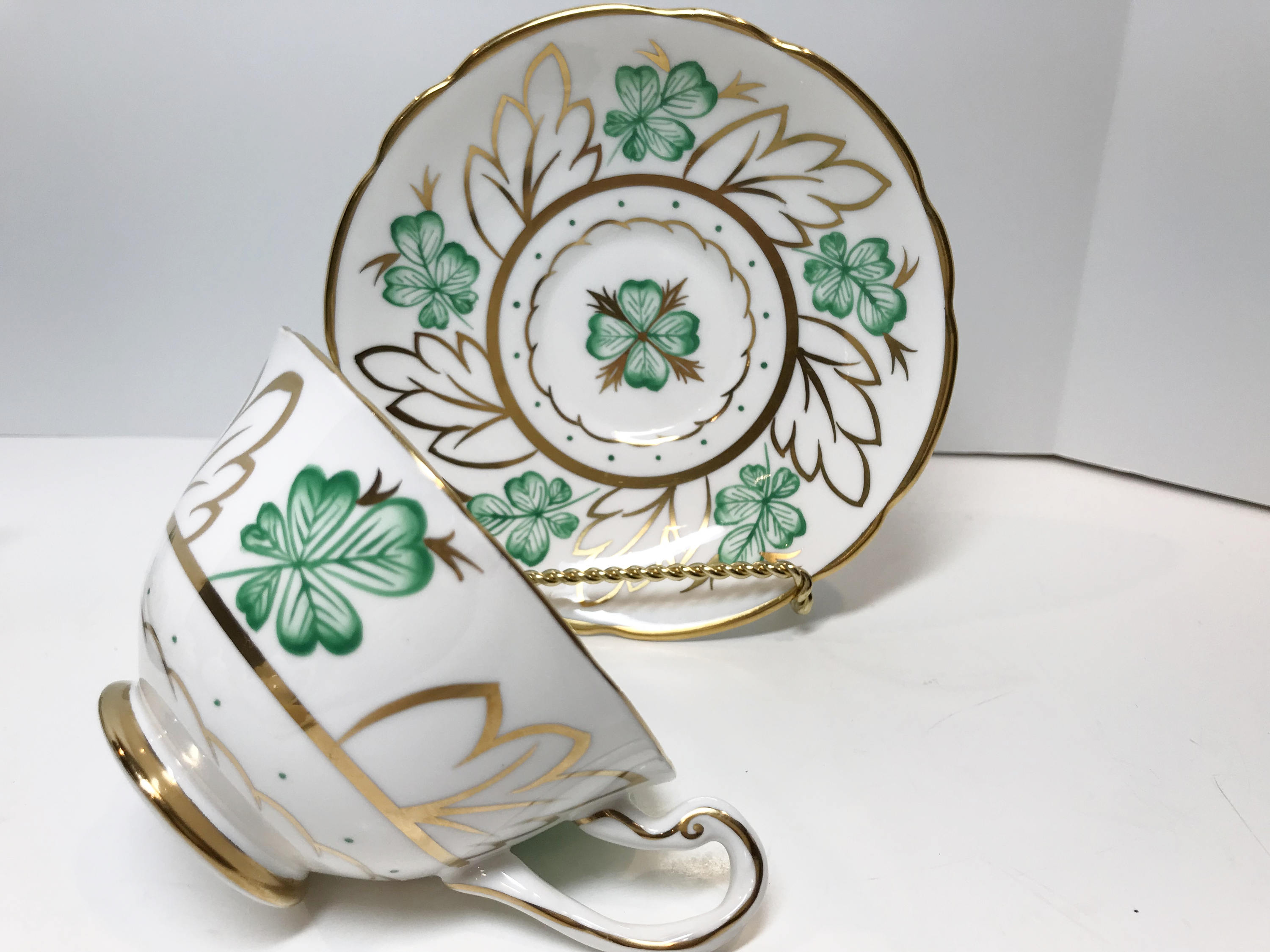 Sold, Reserved for SR, Grosvenor Shamrock Tea Cup and Saucer, English ...