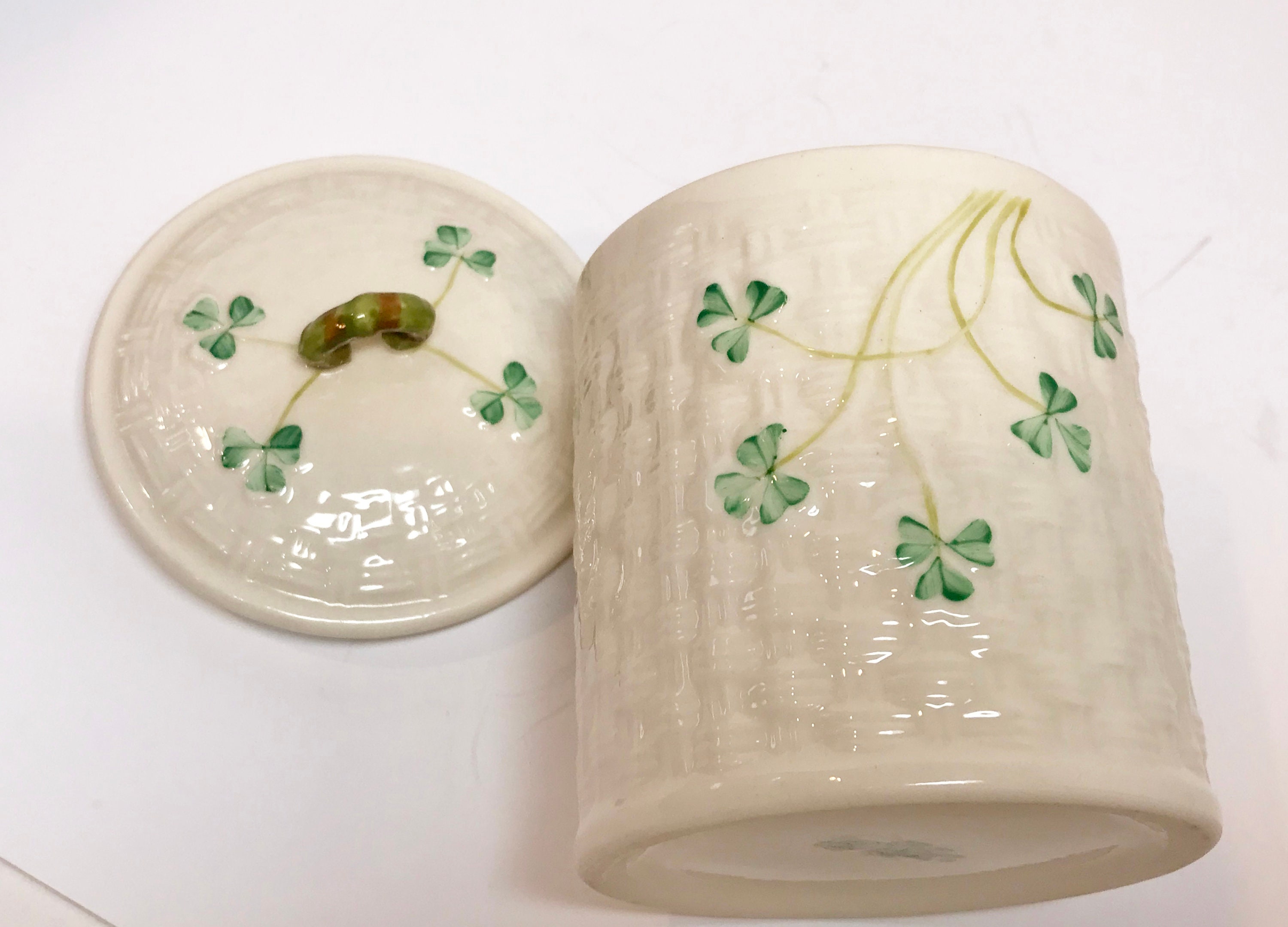 Belleek Marmalade Jar, Shamrock Jar, Shamrock Container, Irish ...