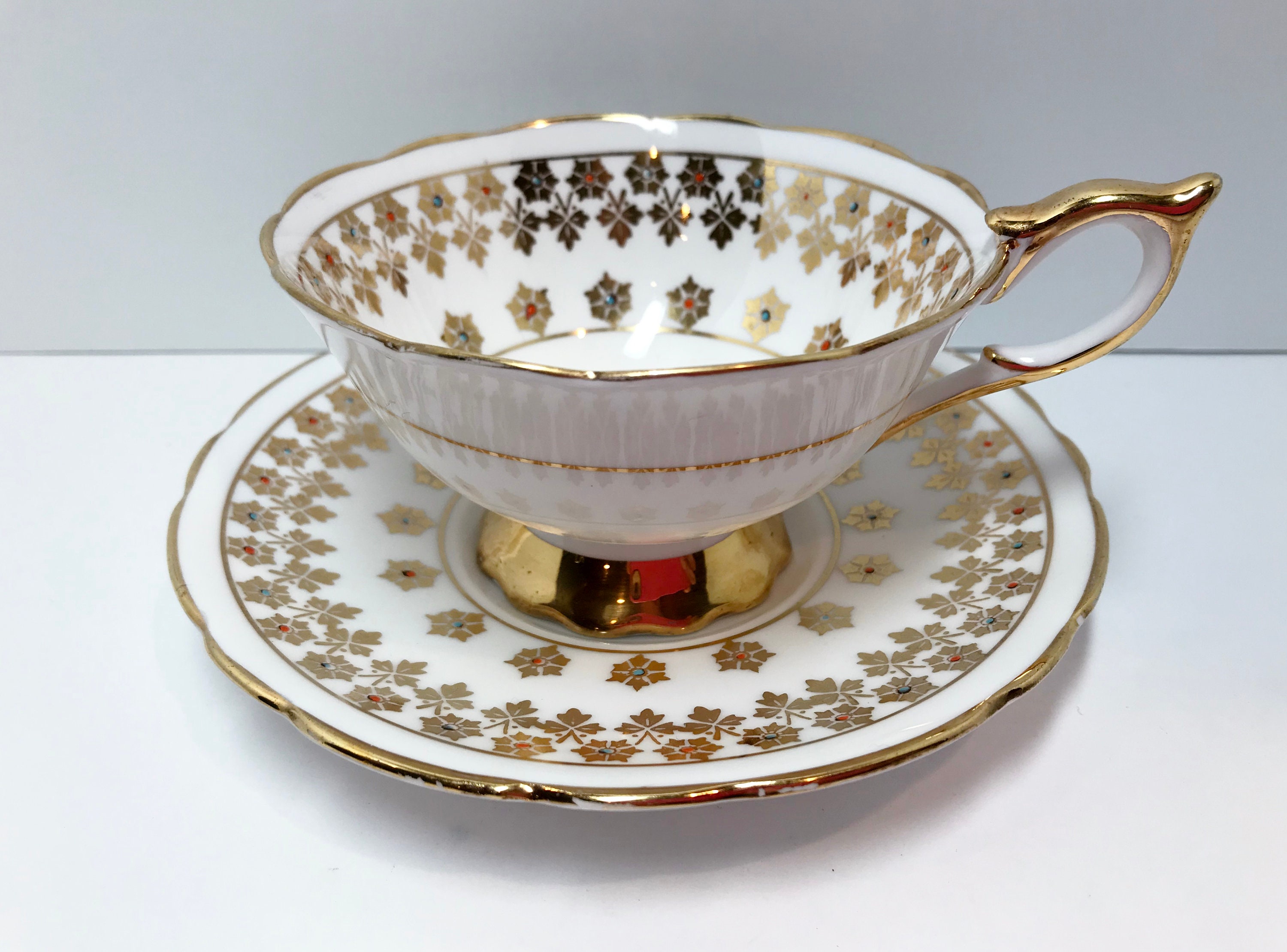 Royal Stafford Tea Cup and Saucer, Hand Painted Teacup, Antique Tea ...