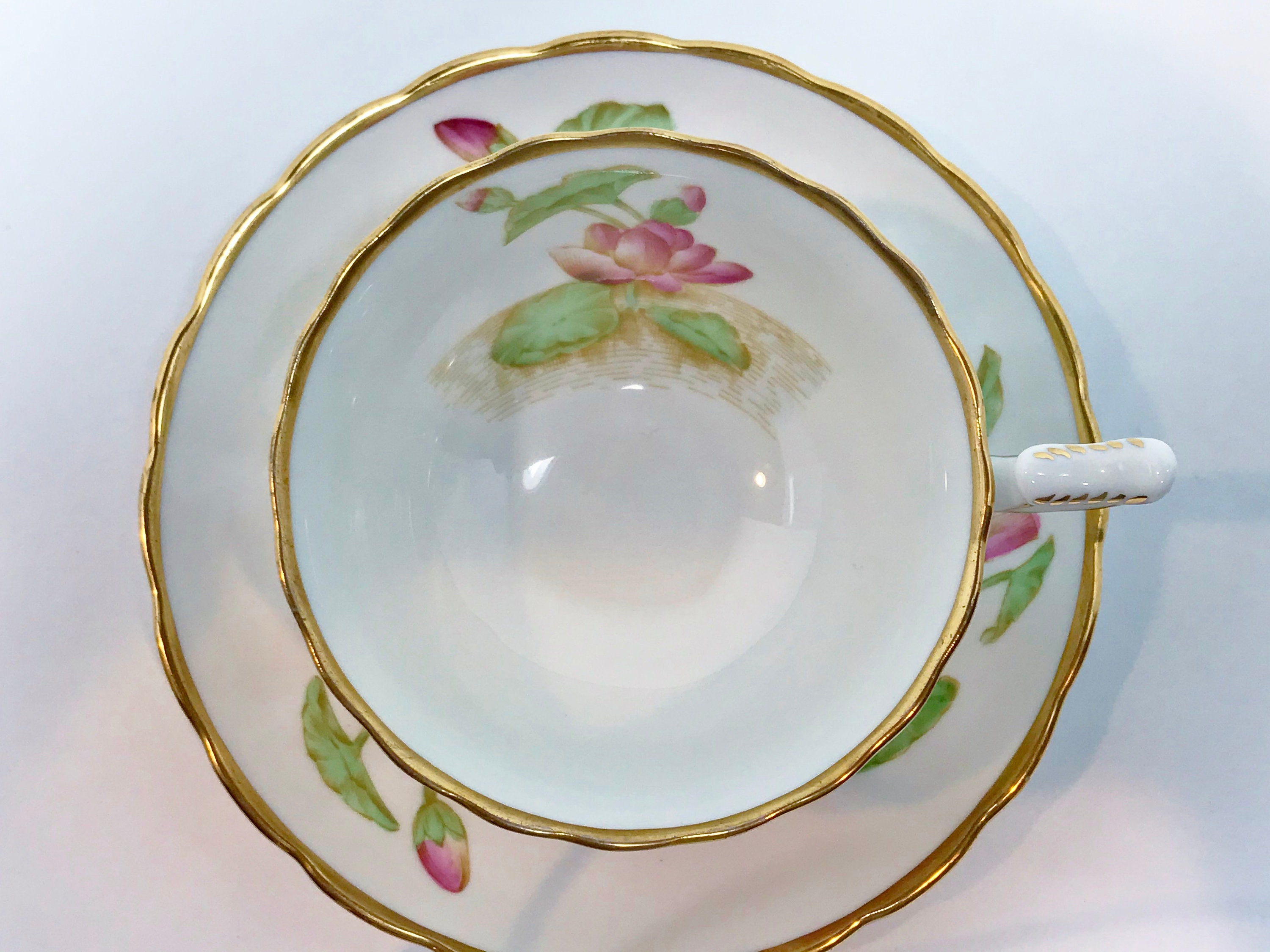 Hand Painted Royal Chelsea Tea Cup and Saucer, Water Lily Teacup ...