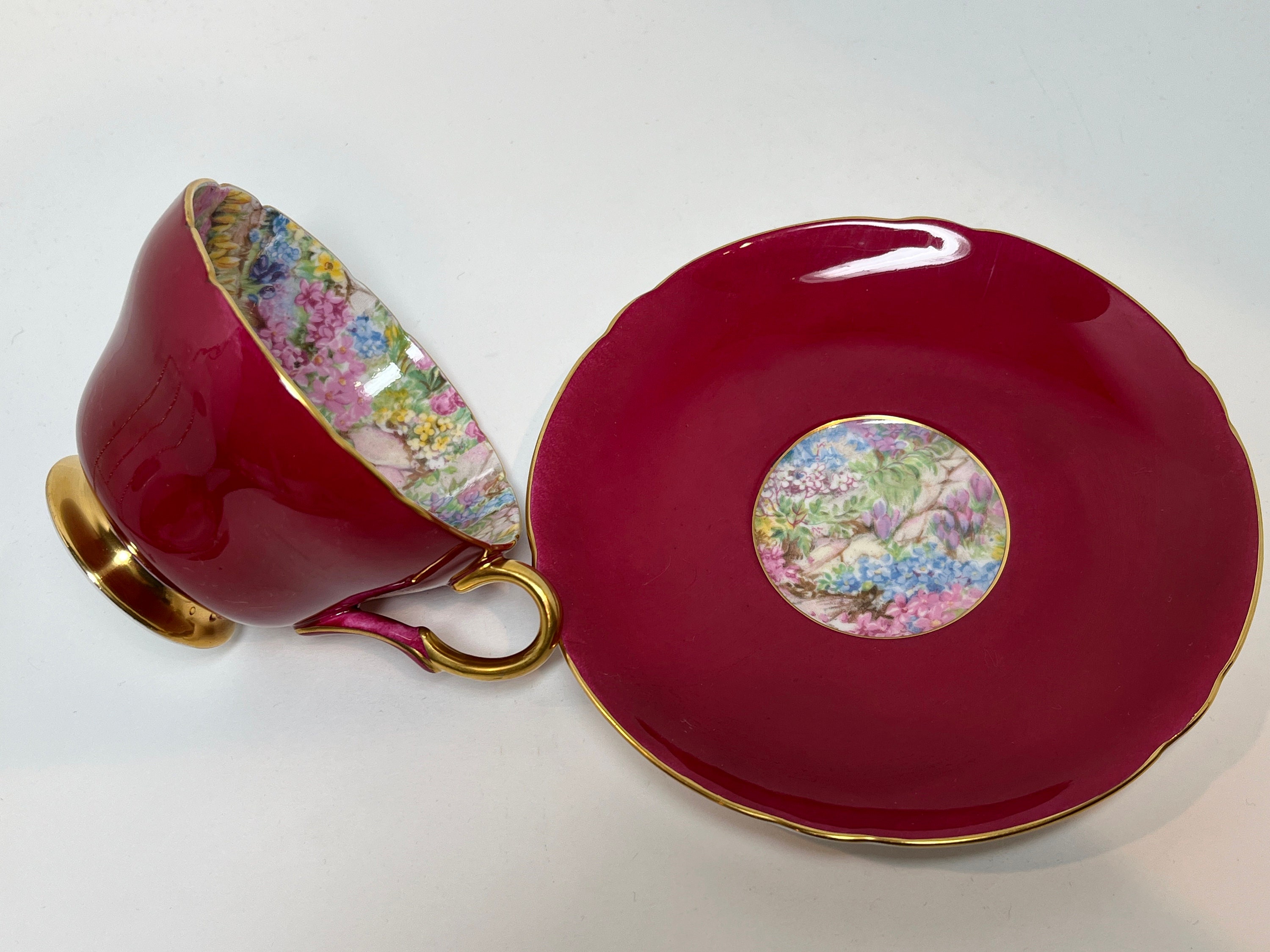 Shelley Rock Garden, Tea Cup and Saucer, Henley Shape, Red Shelley, Tea ...