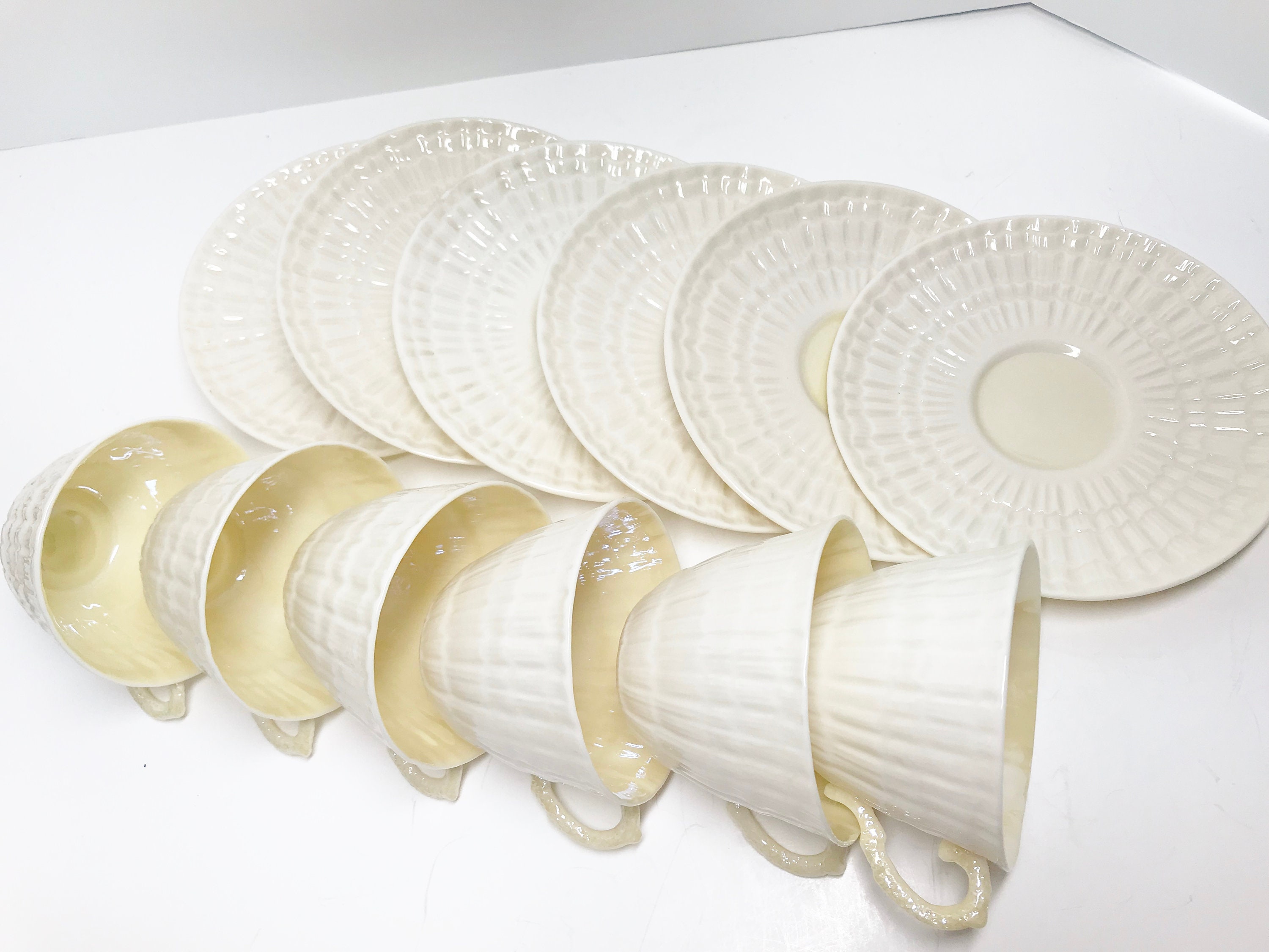 Reserved for J, Belleek Limpet Pattern, Set of 6, Belleek Tea Cup and ...