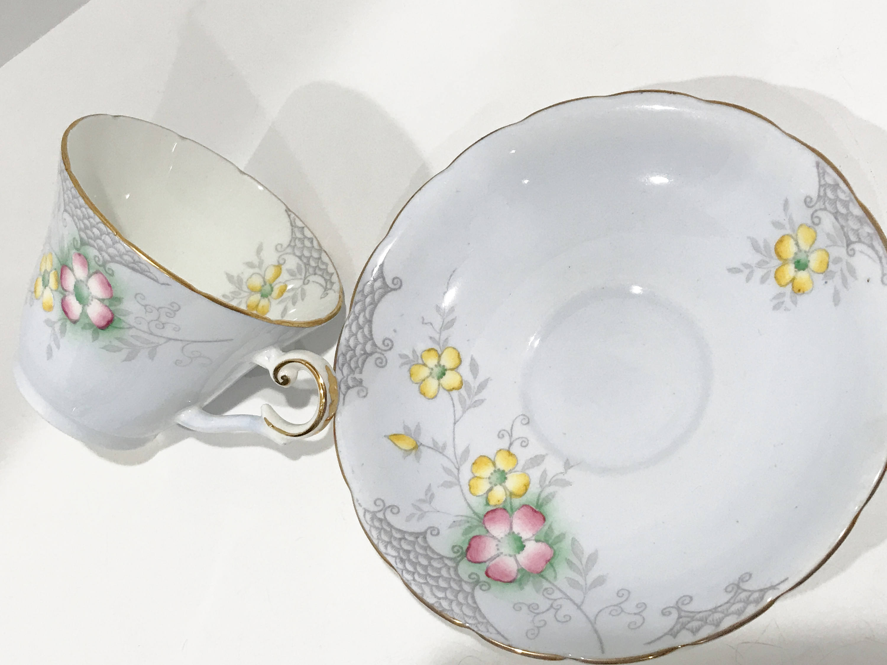 Wellington Tea Cup and Saucer, Antique Tea Cups Vintage, Gray Tea Cups ...
