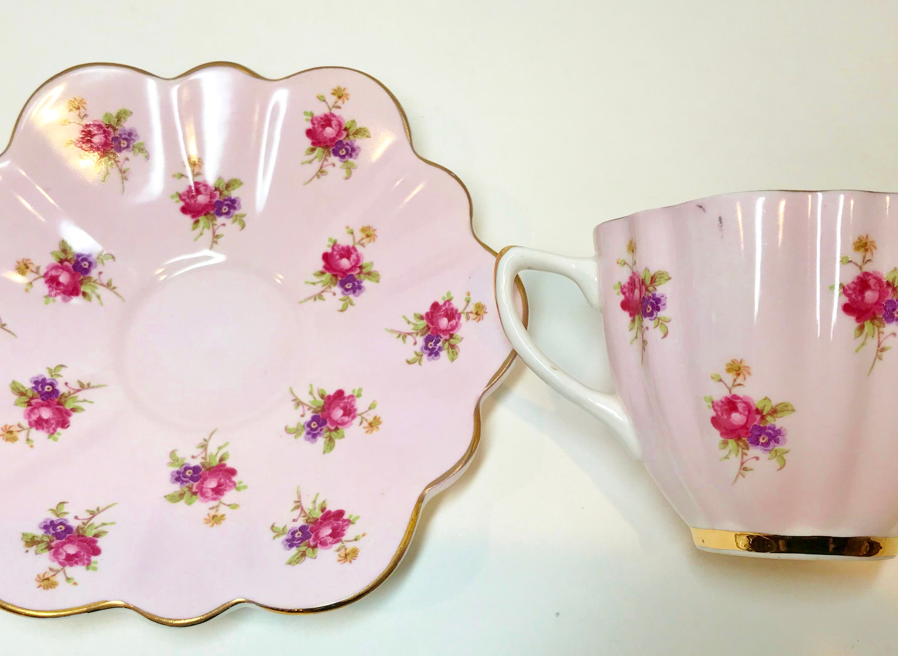 Hamilton Tea Cup and Saucer, Pink Tea Cups, English Bone China Cups ...