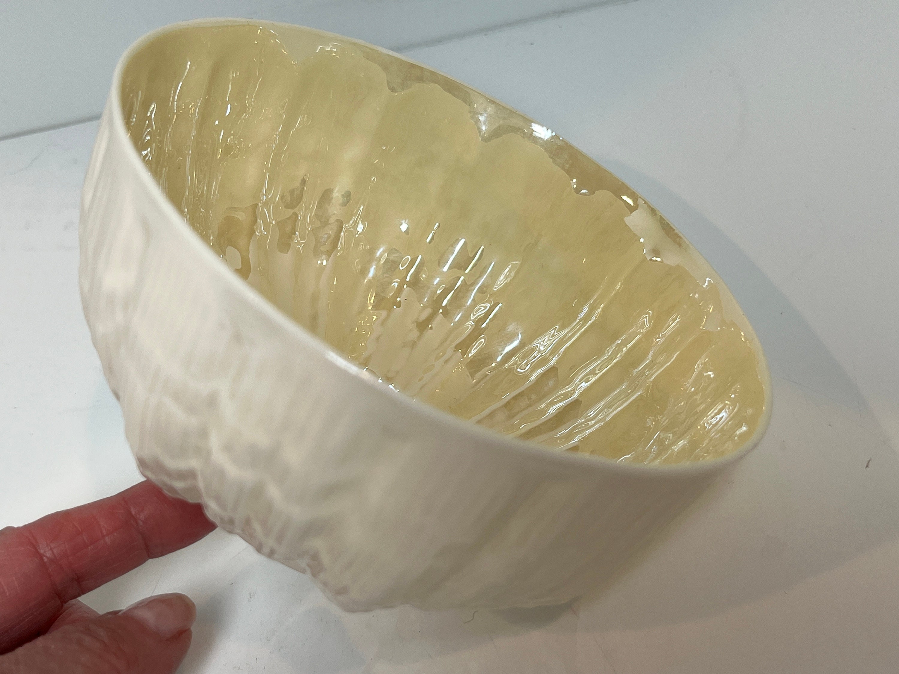 Reserved for SR, Belleek Bowl, Limpet Bowl, Green Mark Belleek, Irish ...