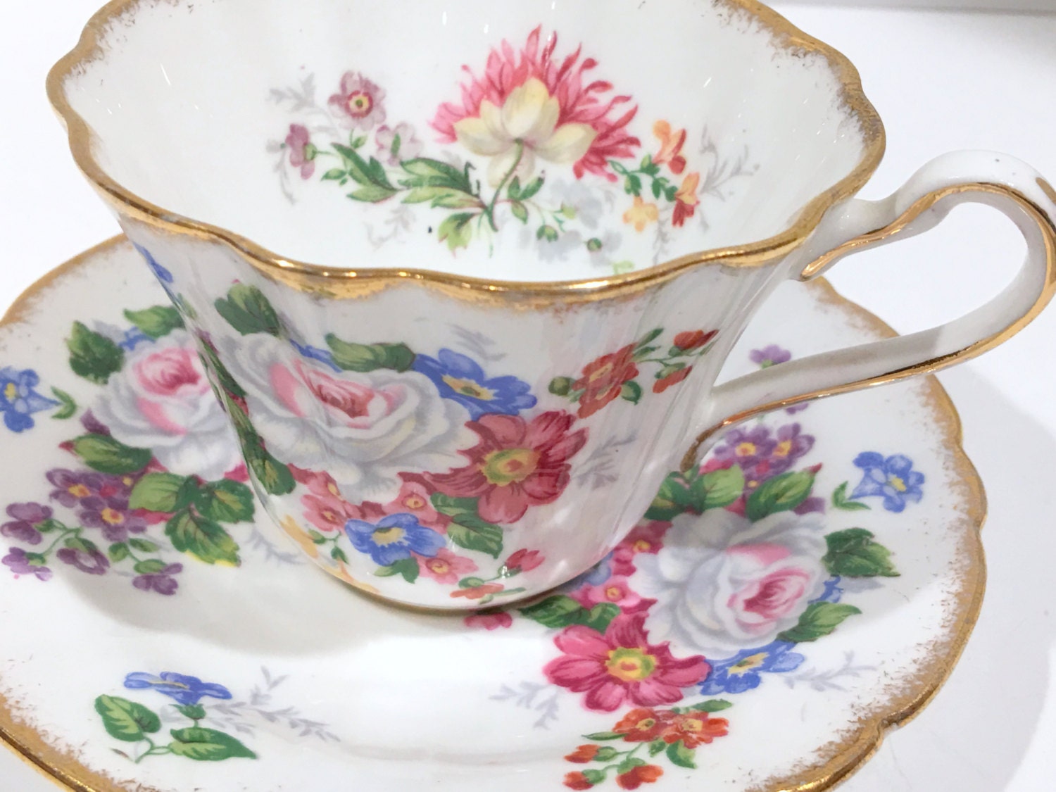 Royal Stafford Tea Cup and Saucer, Bouquet Cup, Bone China Cups ...