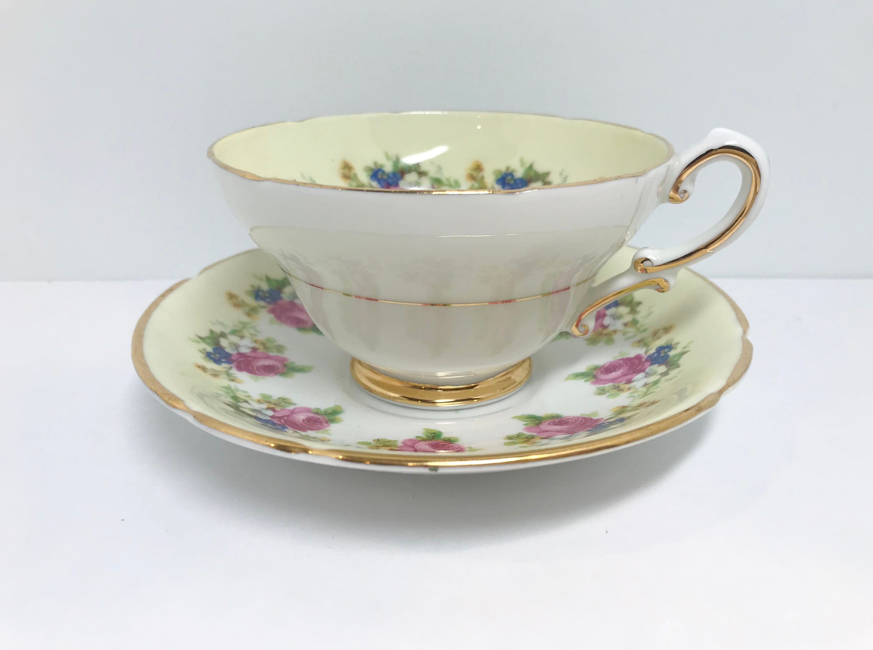 Stanley Tea Cup and Saucer, Floral Tea Cups, Yellow Floral Tea Cup ...