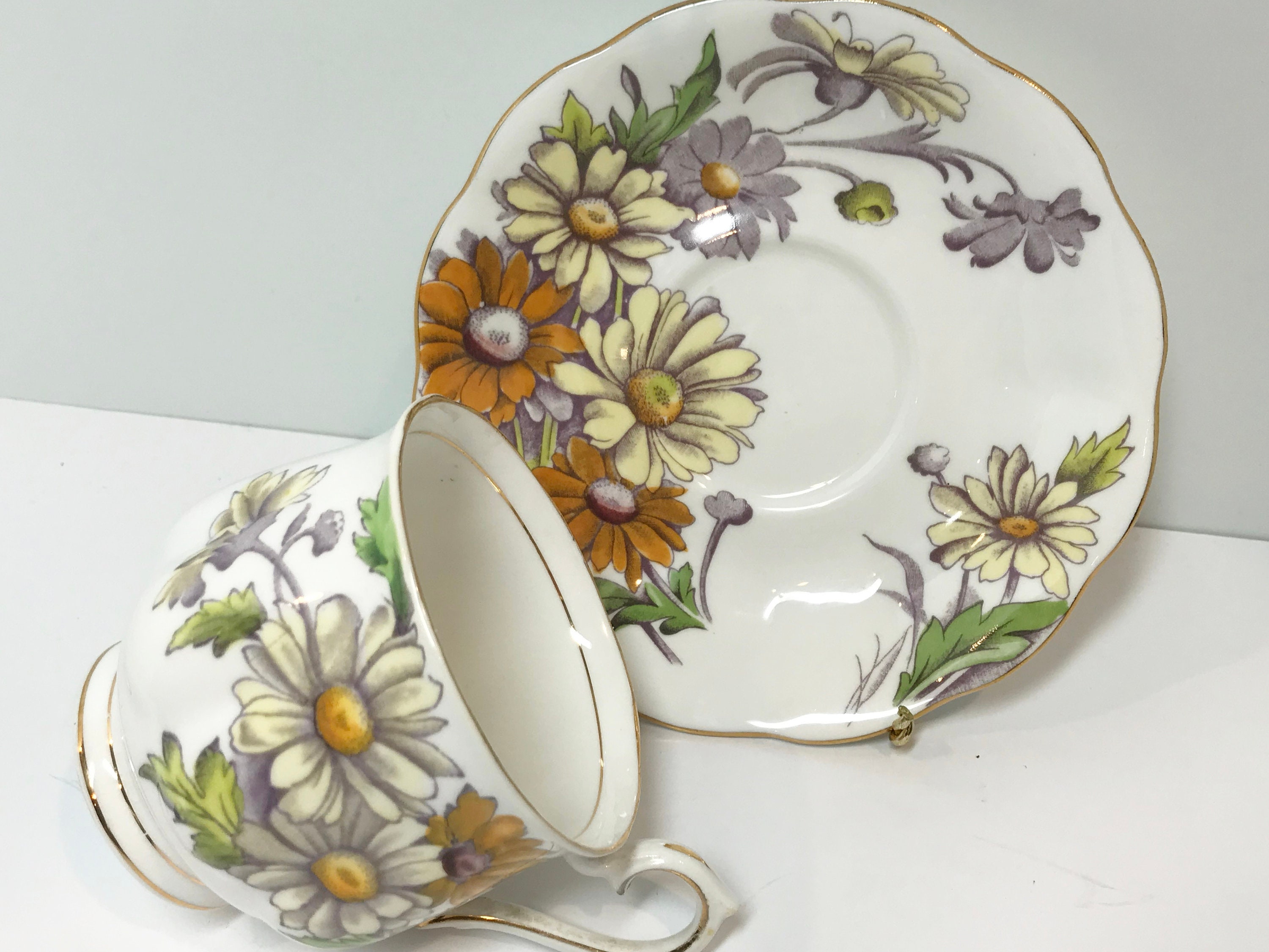 Daisy Tea Cup and Saucer by Royal Albert Bone China, April Birthday Cup ...