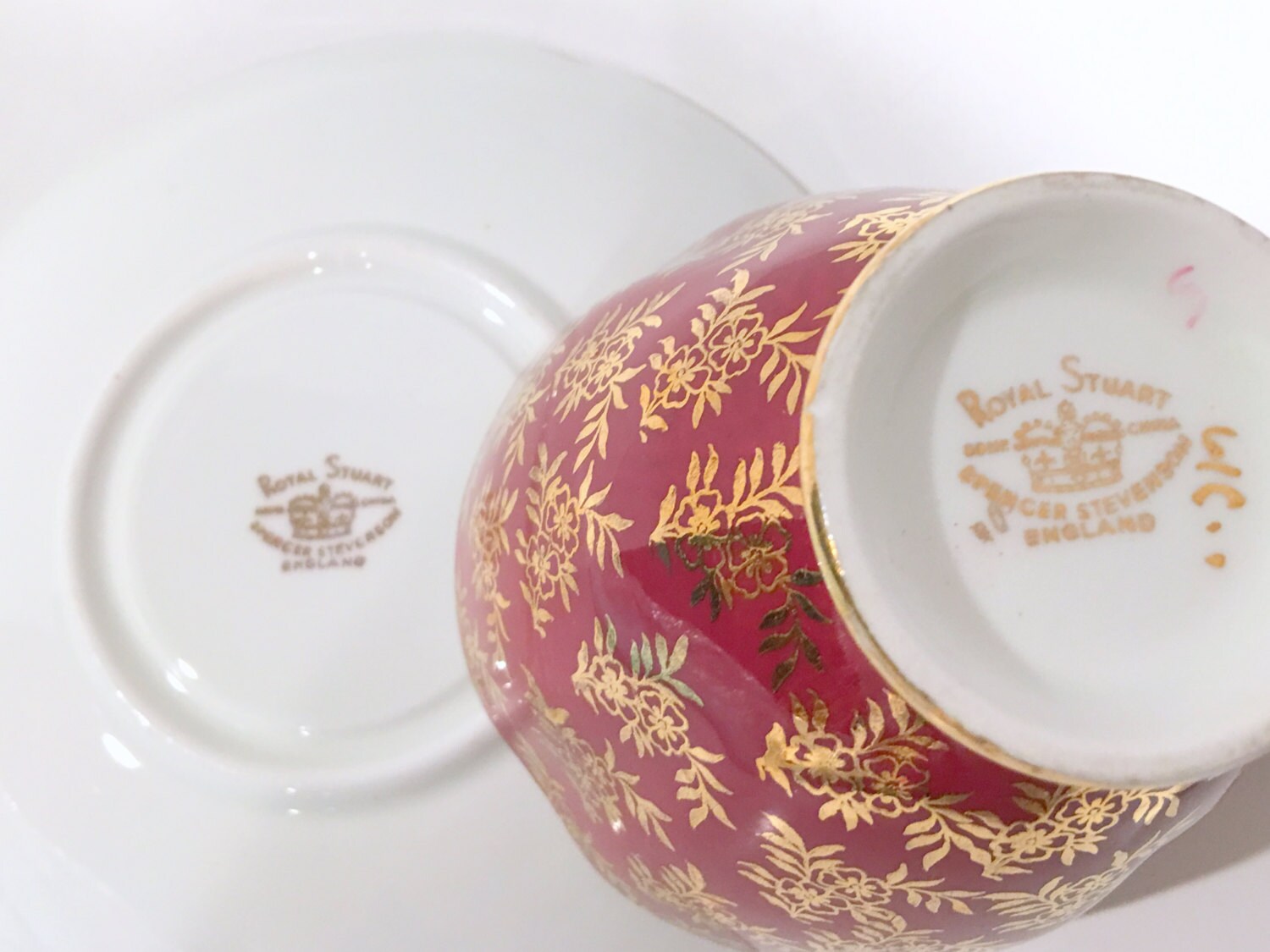 Royal Stuart Tea Cup and Saucer, Red and Gold Cups, English Teacups ...