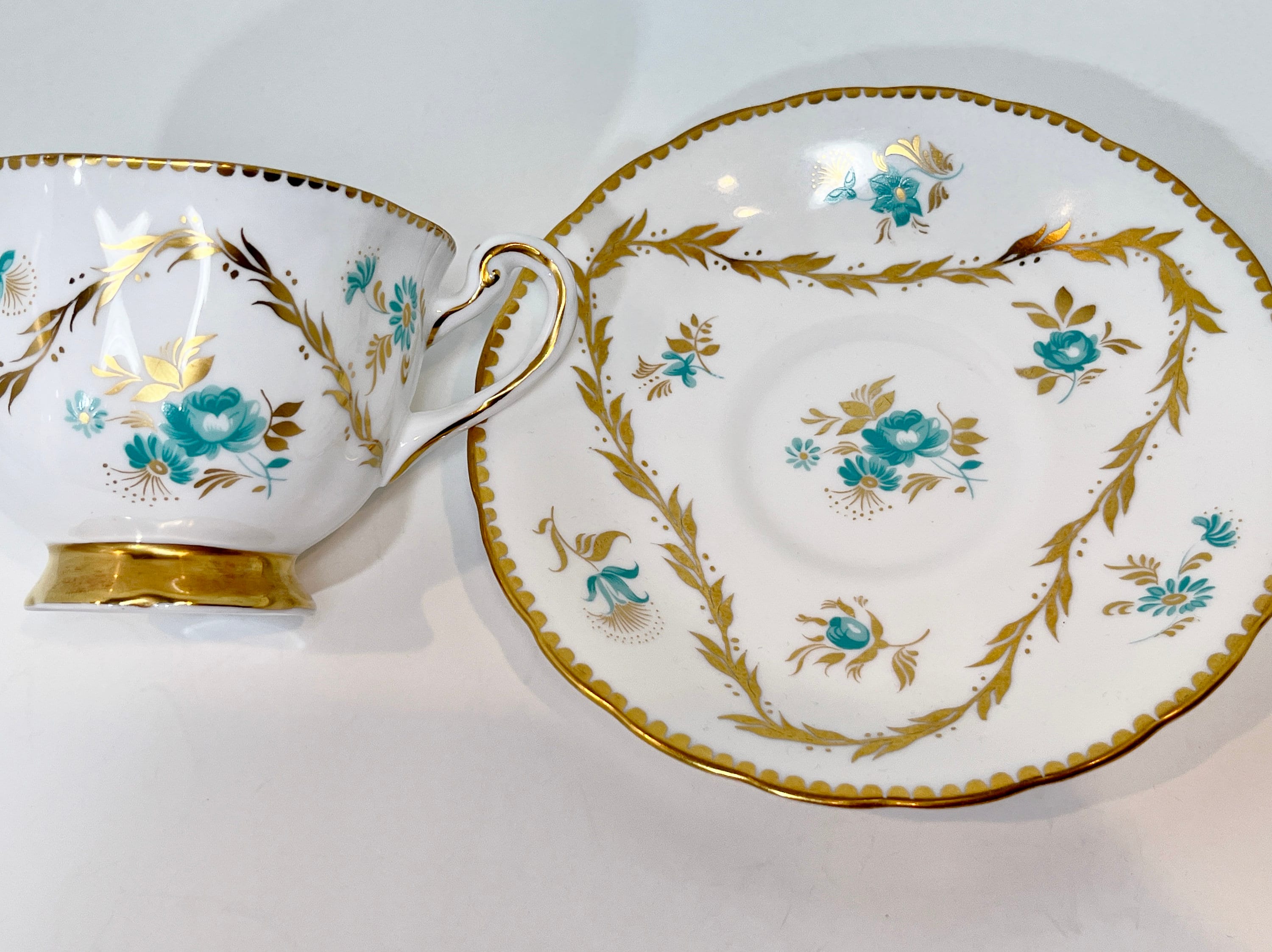 Hand Painted Royal Chelsea Teacup and Saucer , English Teacup , Gold ...