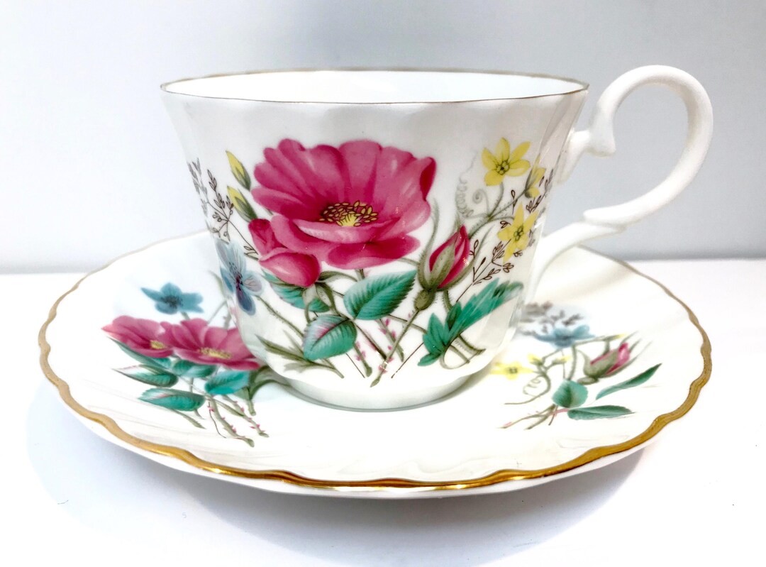 Royal Stuart Floral Bone China Teacup and Saucer - Vintage English Tea ...